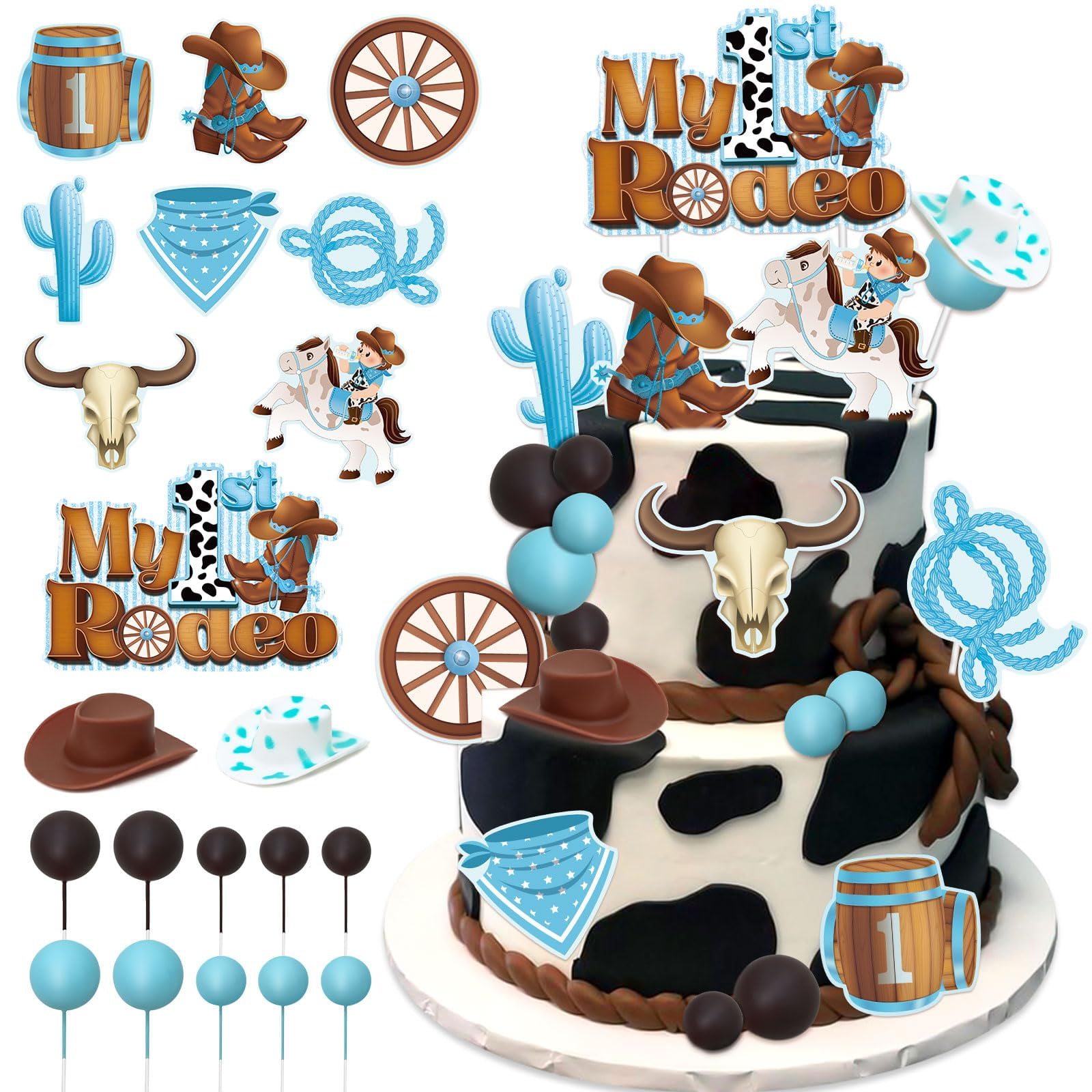 My First Rodeo Cake Topper, JCOOS Cowboy Cake One Cake Topper 1st ...