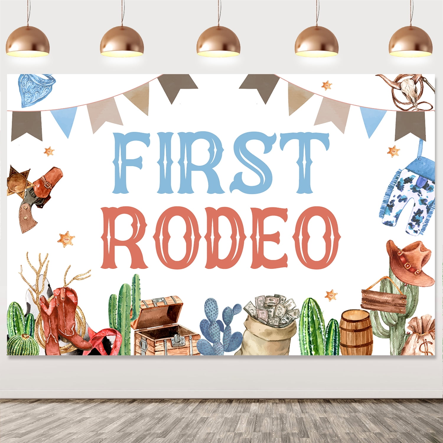 My First Rodeo Party Backdrop Western Cowboy and Cowgirl Themed 1st ...