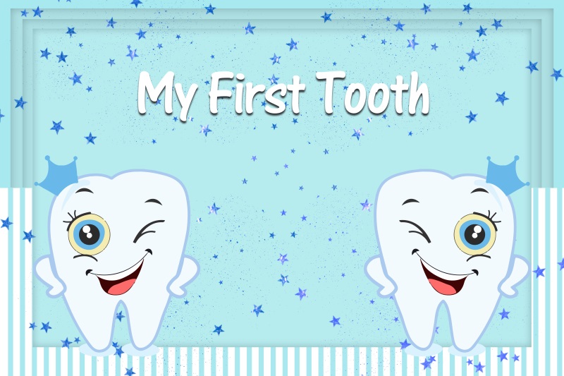 My First Tooth Blue And Pink Theme Photography Background Kids Baptism ...