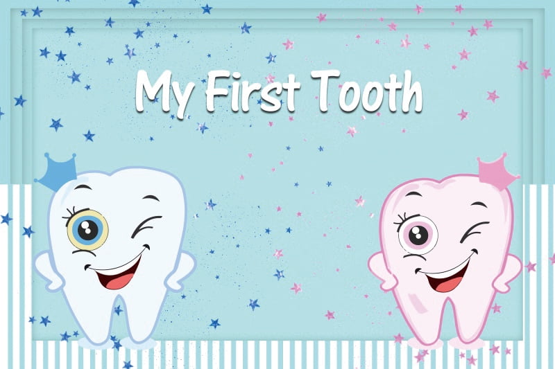 My First Tooth Blue And Pink Theme Photography Background Kids Baptism ...