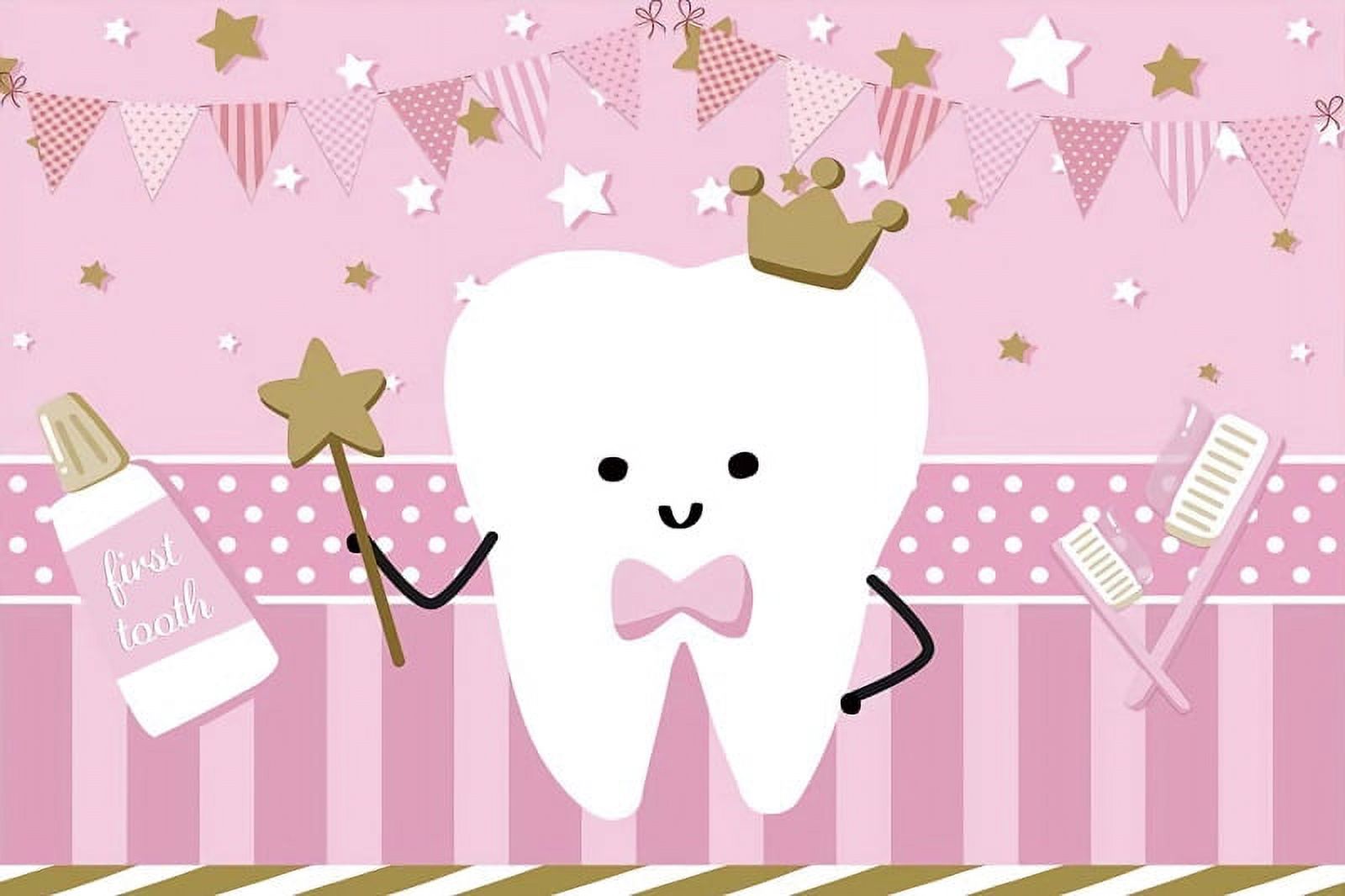 My First Tooth Blue And Pink Theme Photography Background Kids Baptism ...