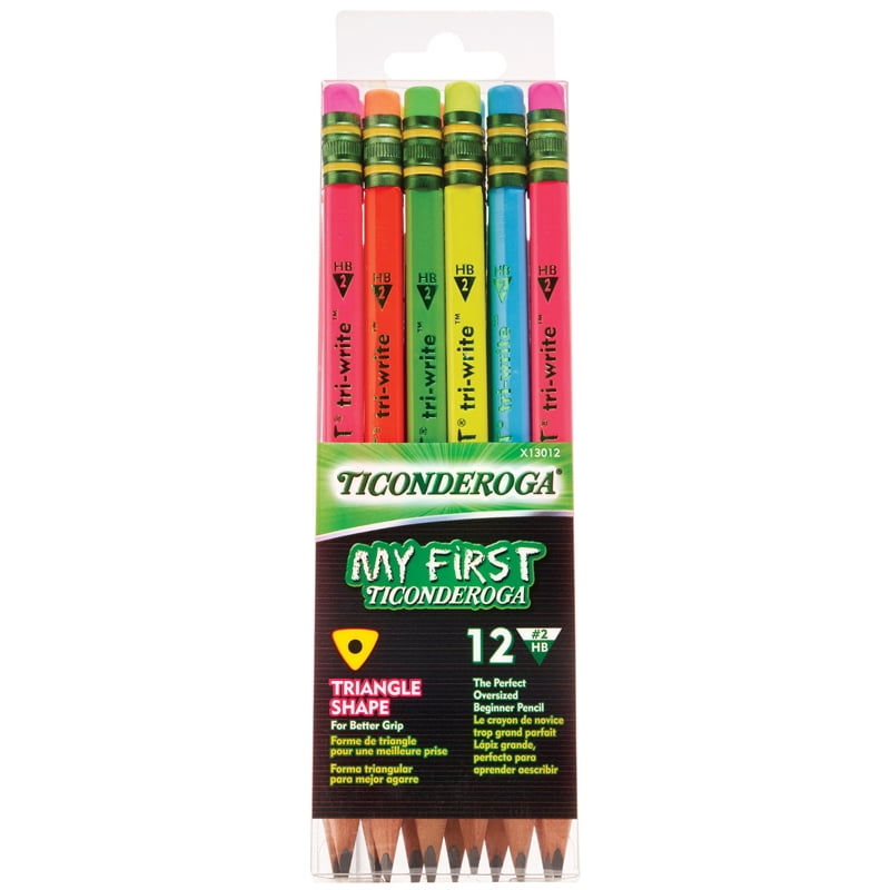 Ticonderoga My First Tri-Write Wood-Cased Pencils, Neon Colors, 12 ...