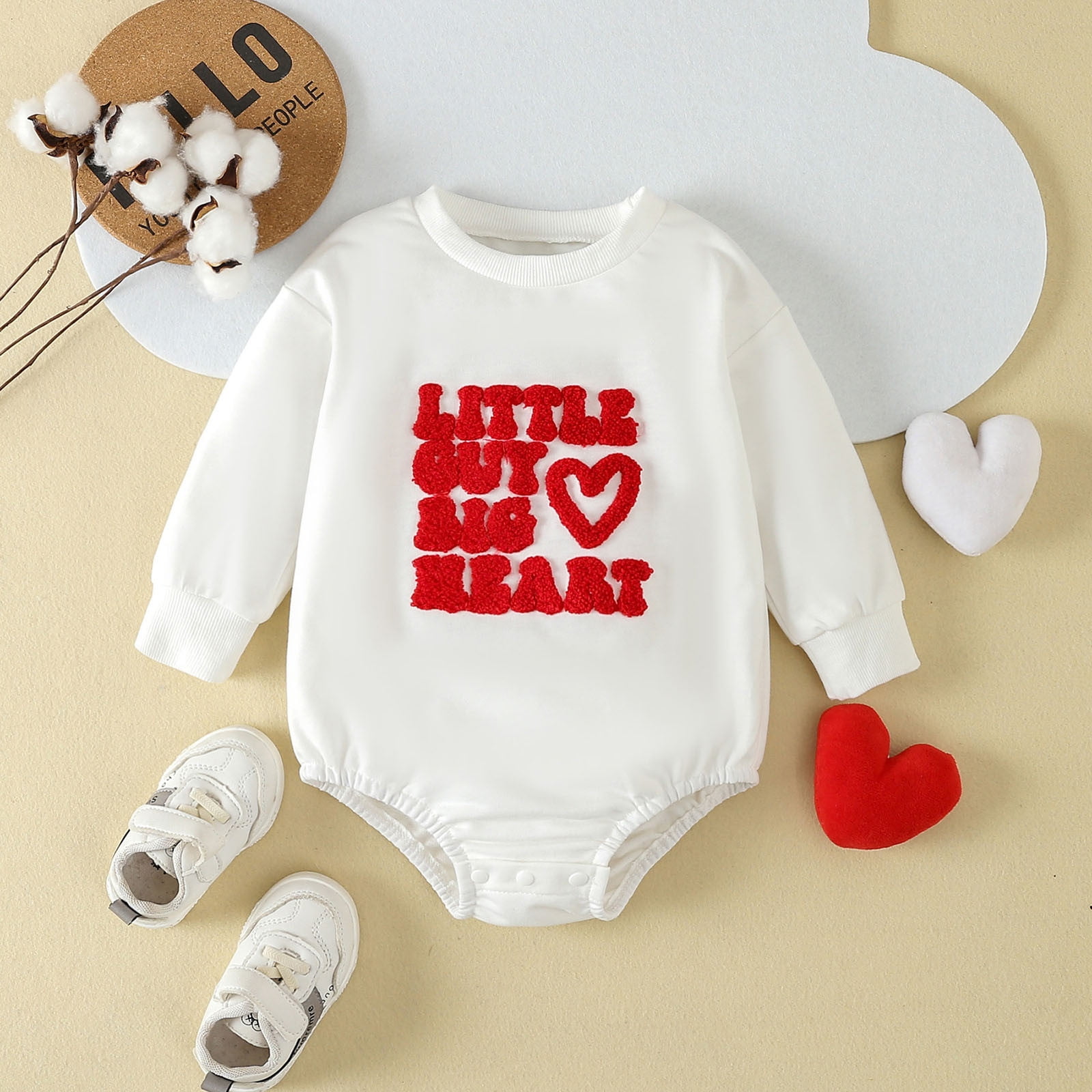 My First Valentines Day Baby Boy Outfit Long Sleeve Bodysuit Sweater Lover Heart Letter ...