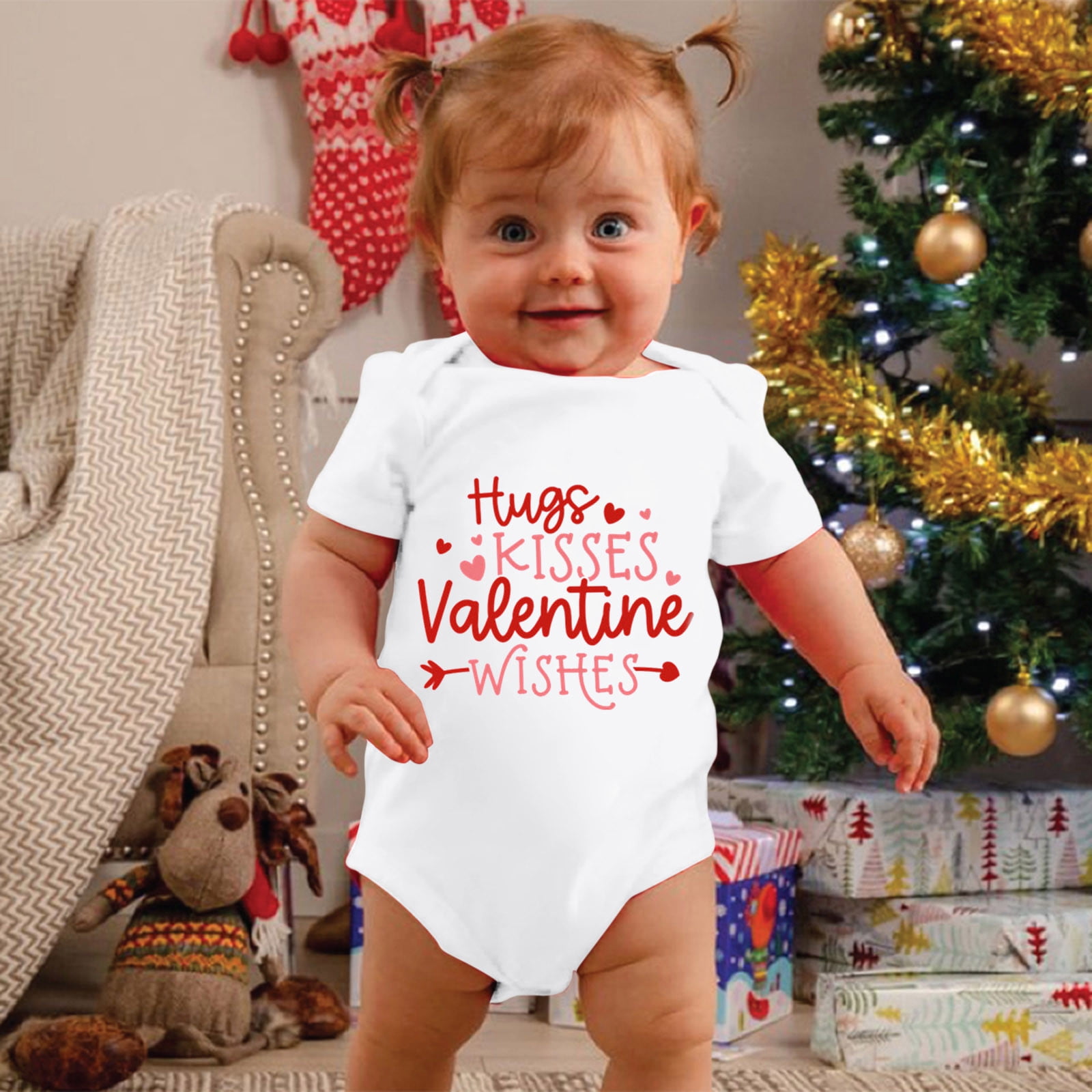 My First Valentines Day Baby Boy Outfit Short Sleeve Bodysuit Lover Heart Letter Embroider Boy ...