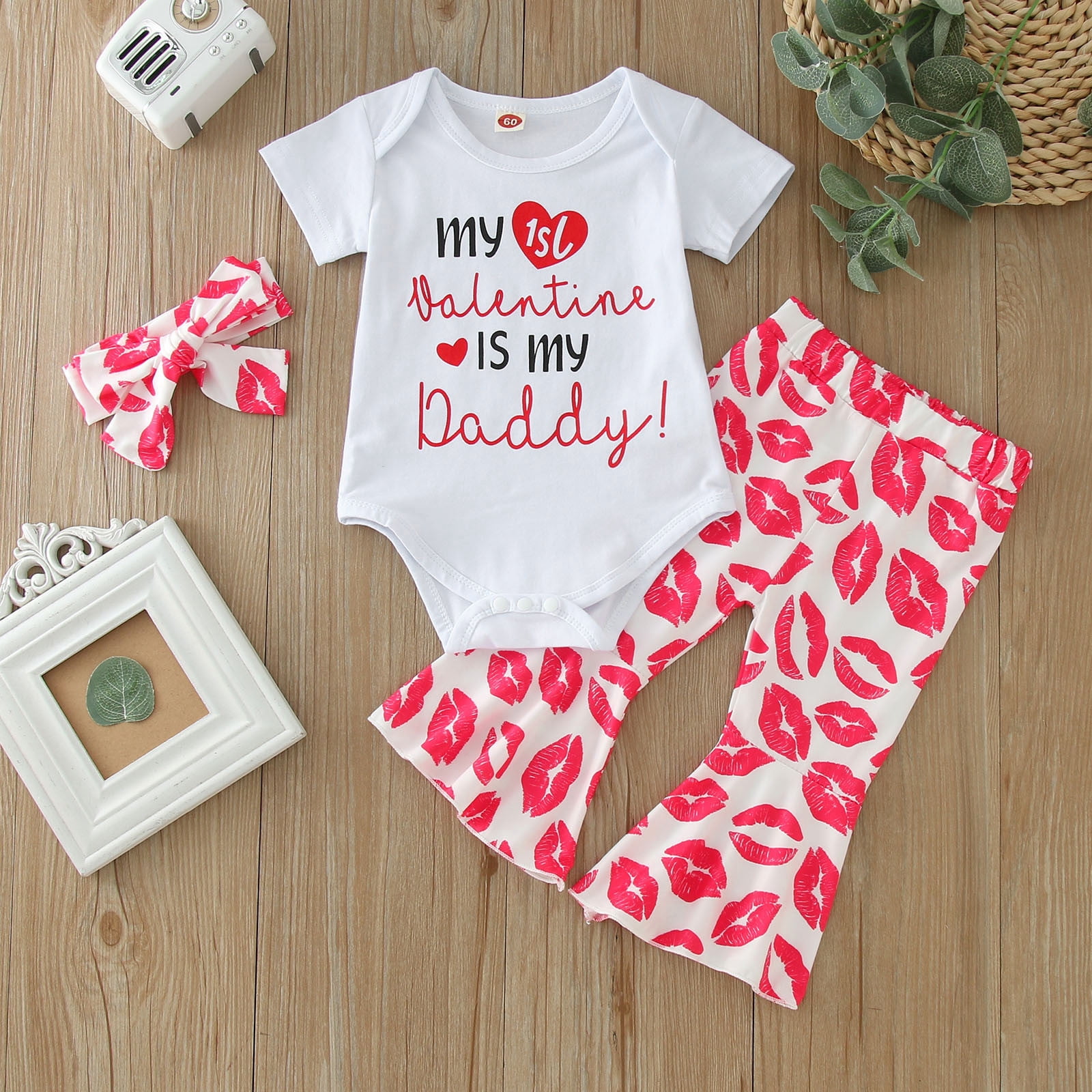 My First Valentines Day Baby Girl Outfit Love Print Long Sleeve Top Pants 2 Piece Sets Cute Baby ...