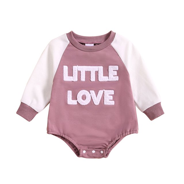 My First Valentines Day Baby Girl Outfit Lover Themed Letter Embroider Long Sleeve Bubble Romper ...