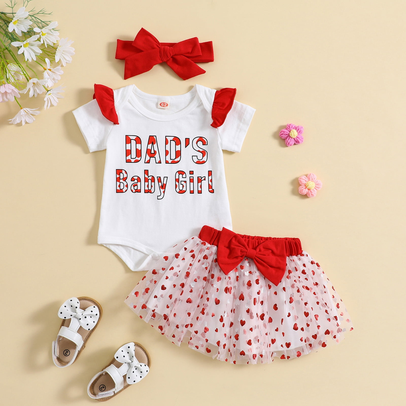 My First Valentines Day Baby Girl Outfit Lover Themed Letter Embroider Long Sleeve Top Skirt 2 ...