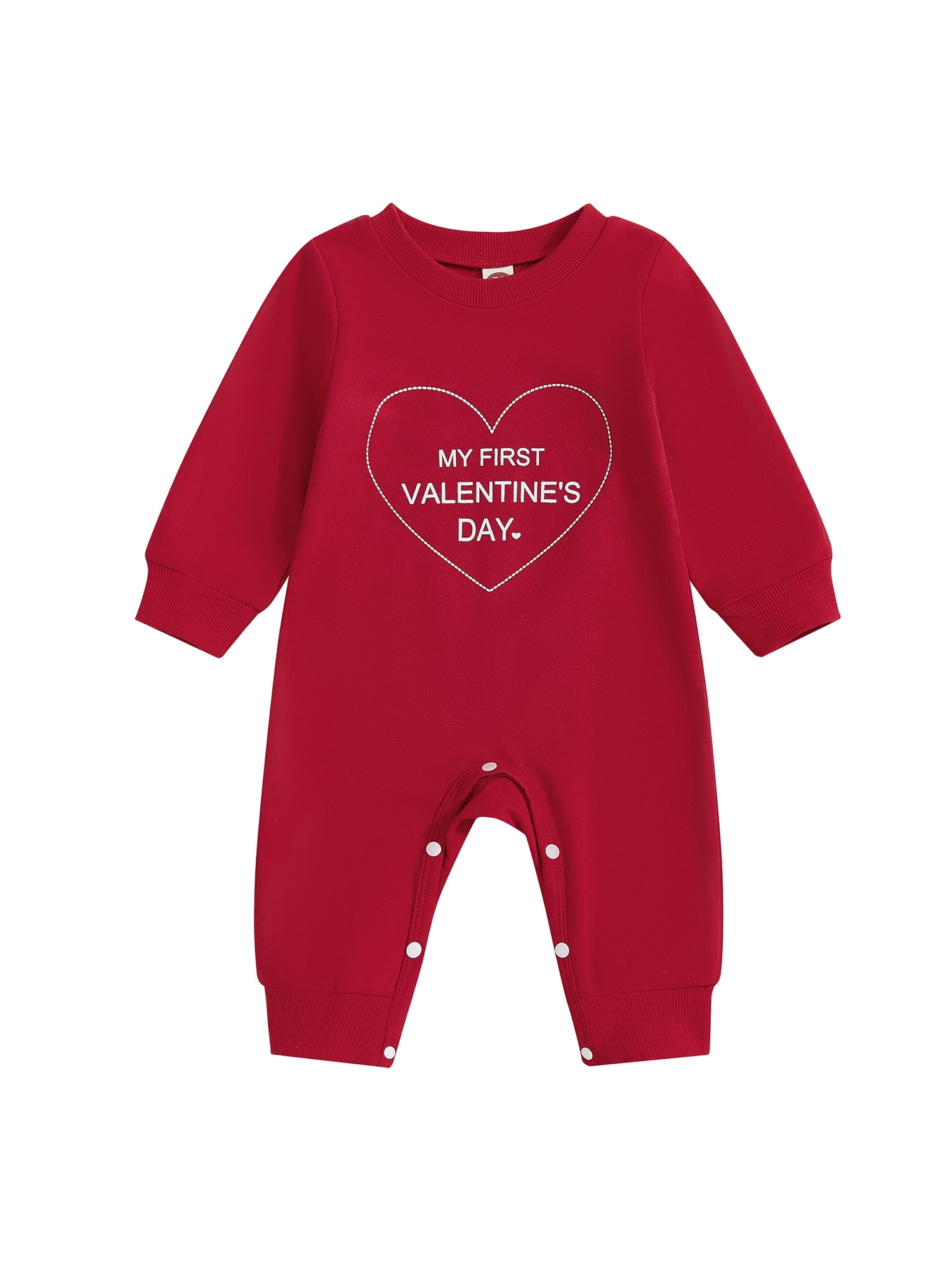 My First Valentines Day Outfit Baby Girl 3 6 12 18 Months Letter Heart Print Romper Long Sleeve ...