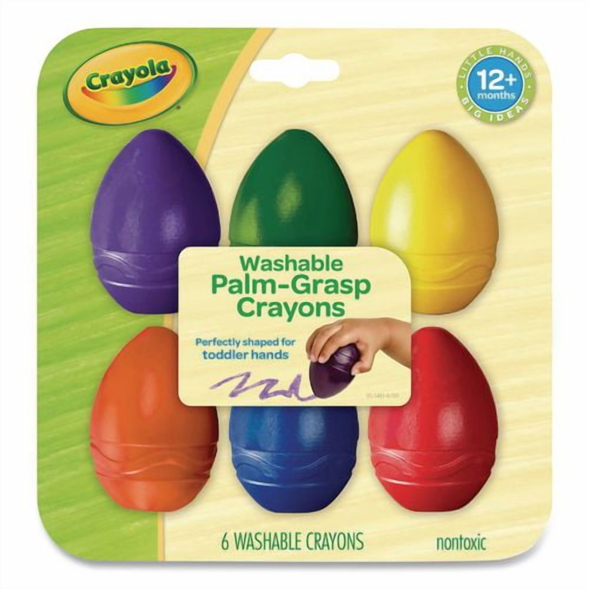 My First Washable Palm Grasp Crayons, Assorted Colors, 6/Pack | Bundle ...