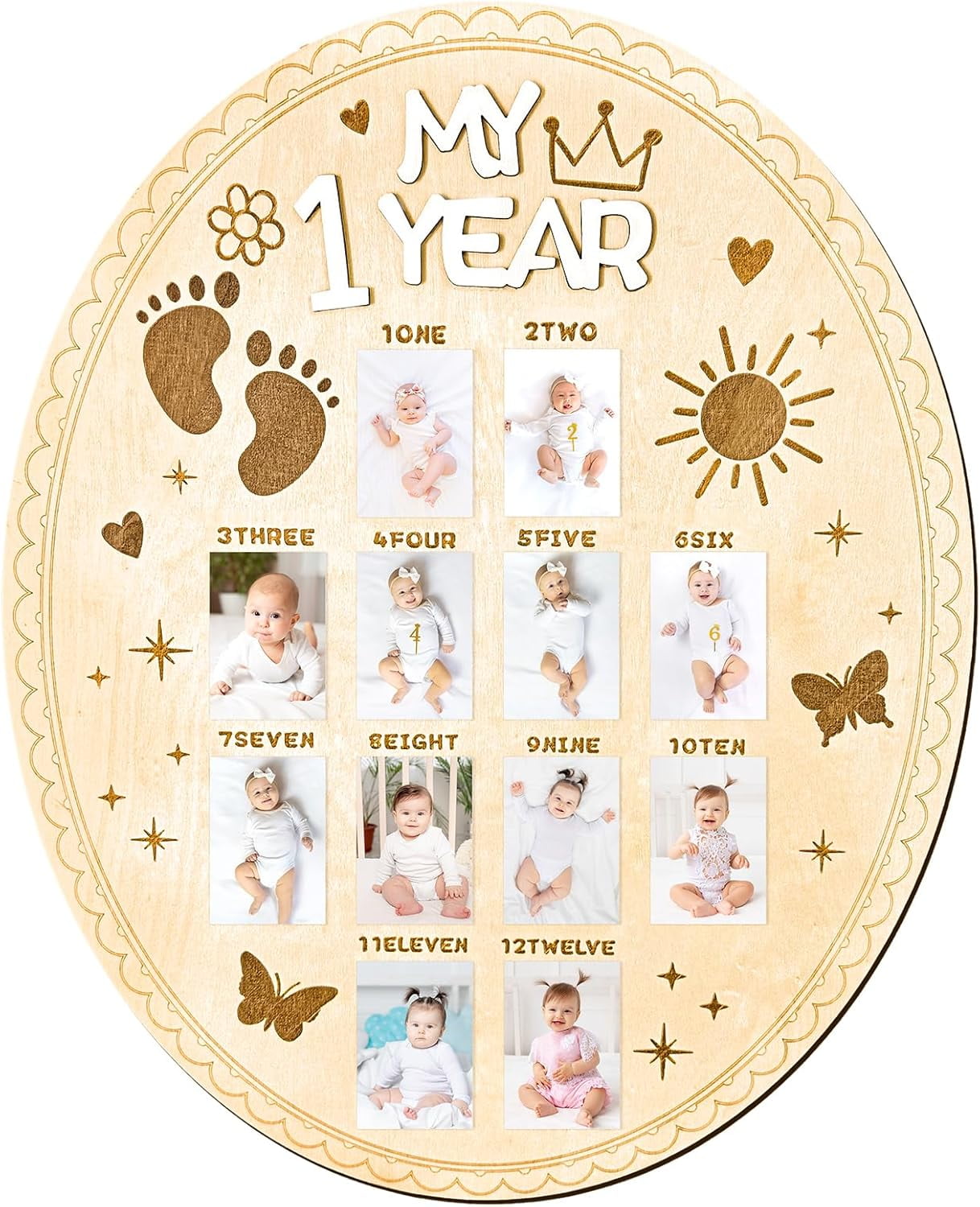 My First Year Photo Board Baby First Year Photo Frame 1st Year Birthday ...