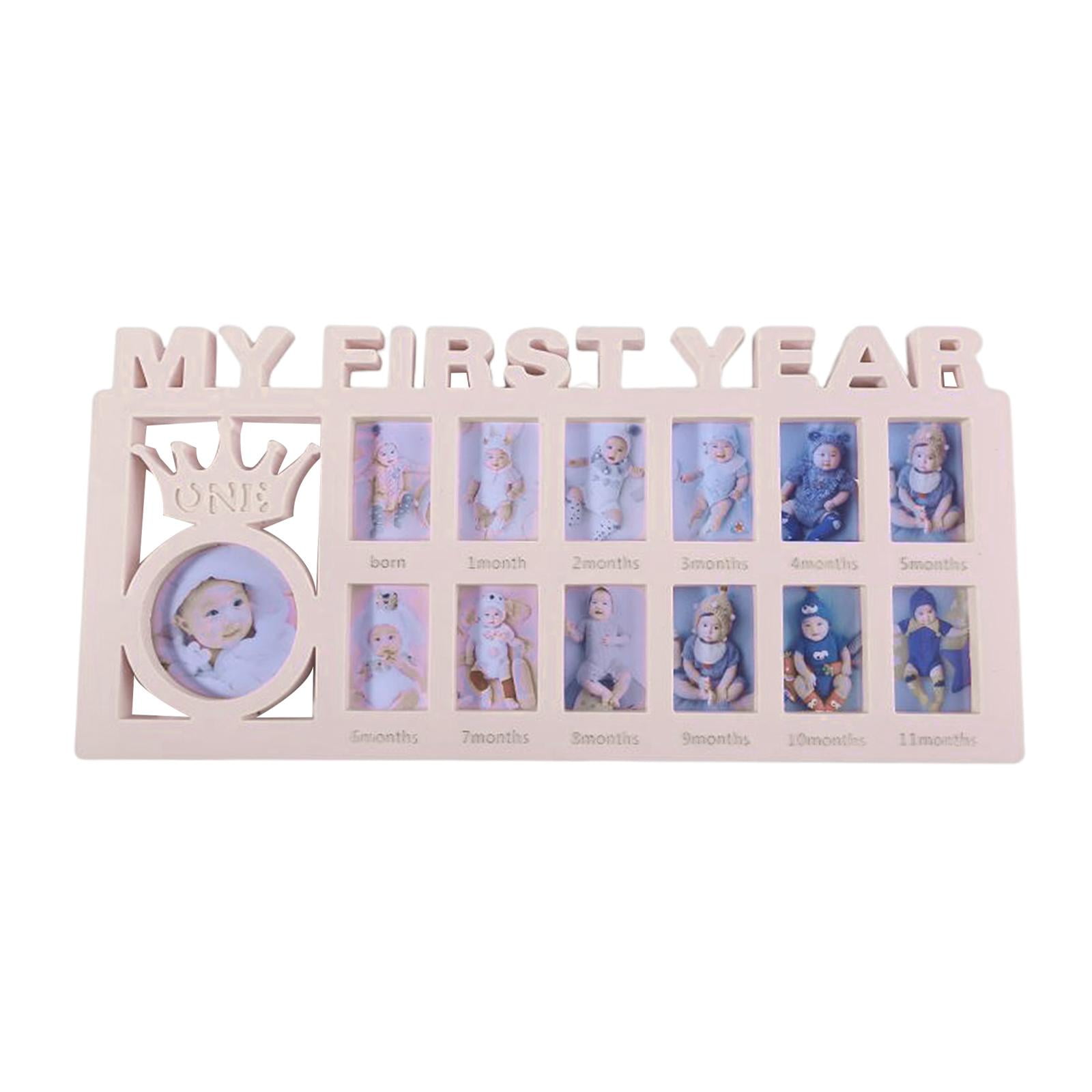 My First Year Photo Frame Baby Collage Frame Multi Keepsake Frame Pink ...