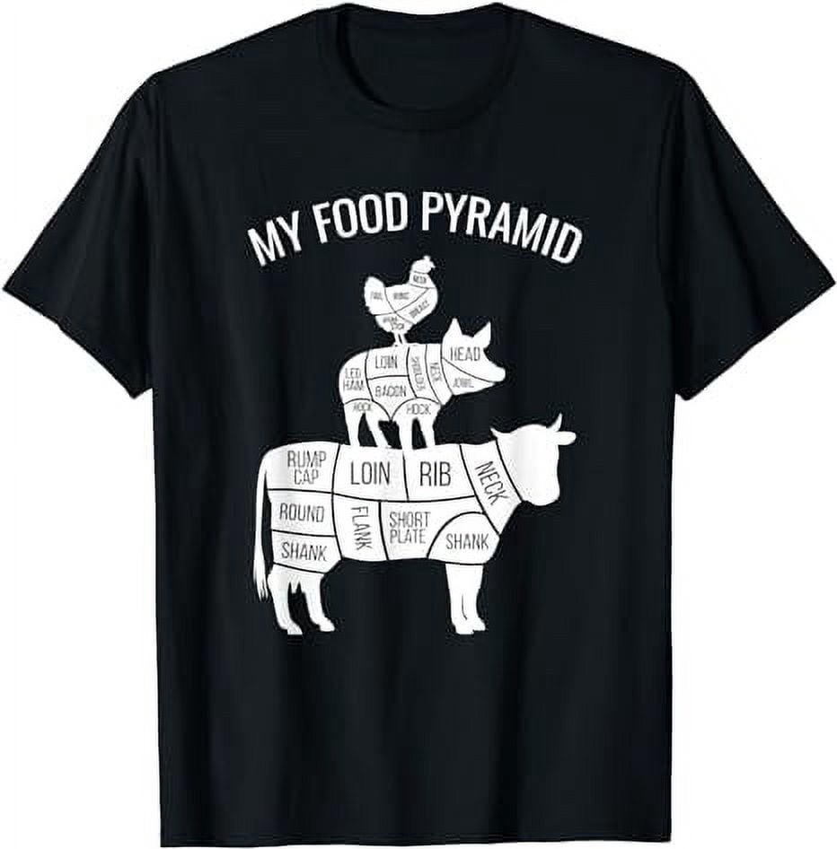 My Food Pyramid Funny Carnivore Cow Pig Chicken T-Shirt - Walmart.com