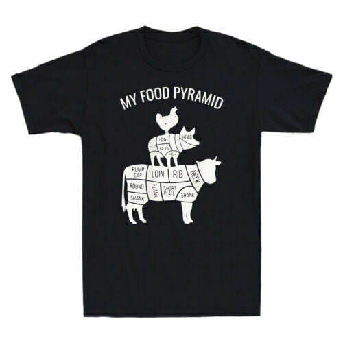 My Food Pyramid Tee Funny Carnivore BBQ Cow Pig Chicken Vintage Men's T ...