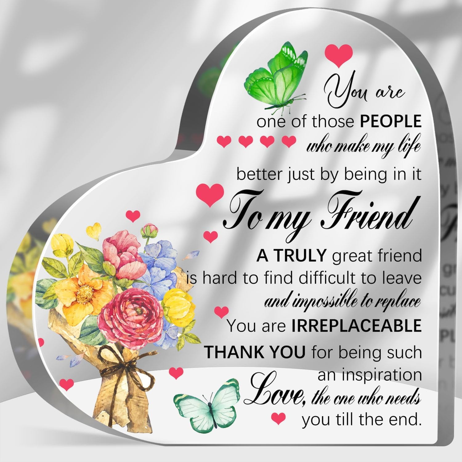 My Friend You Irreplaceable Sign Acrylic Plaque with Appreciation Quote ...