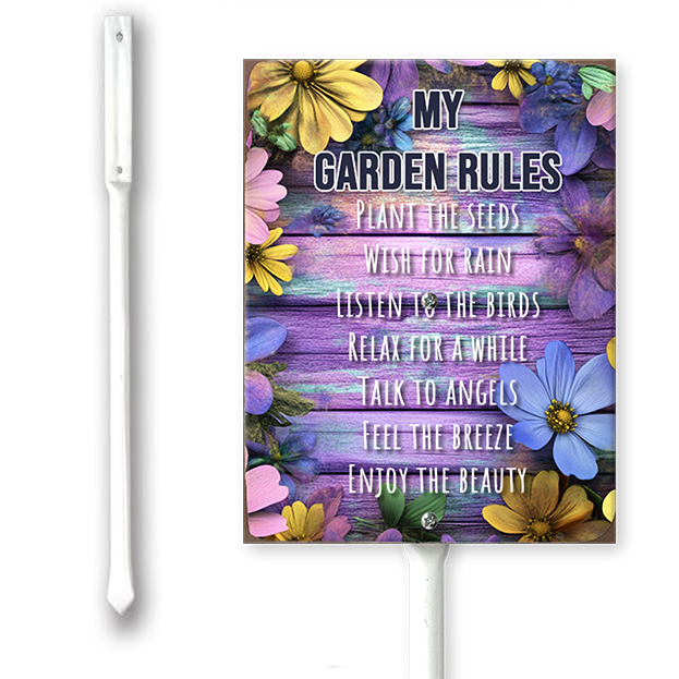 My Garden Rules Yard Sign With Stakes Outdoor Lawn Yard Signs 4.6 x 6 ...