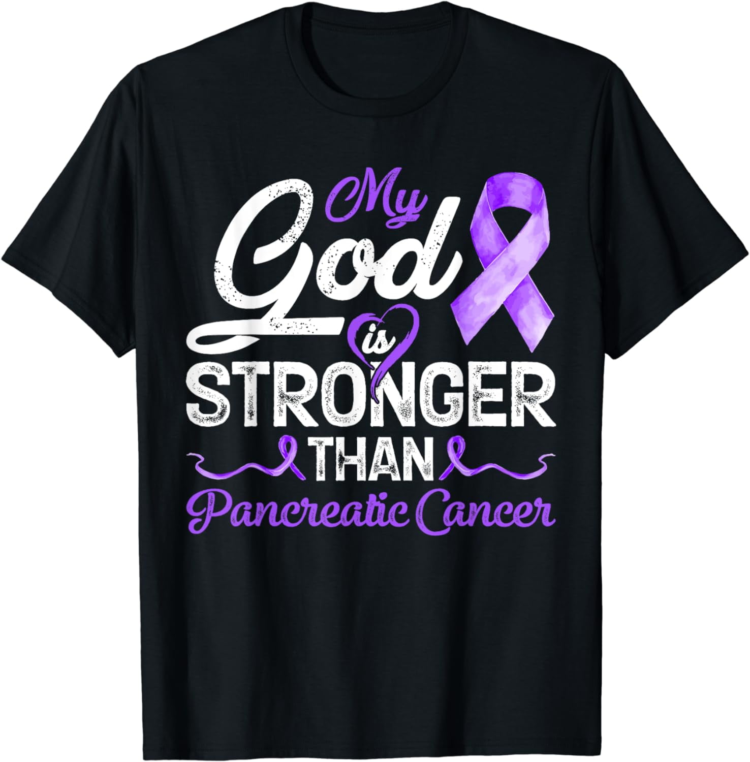 My God Is Stronger Than Pancreatic Breast Cancer Awareness T-Shirt ...