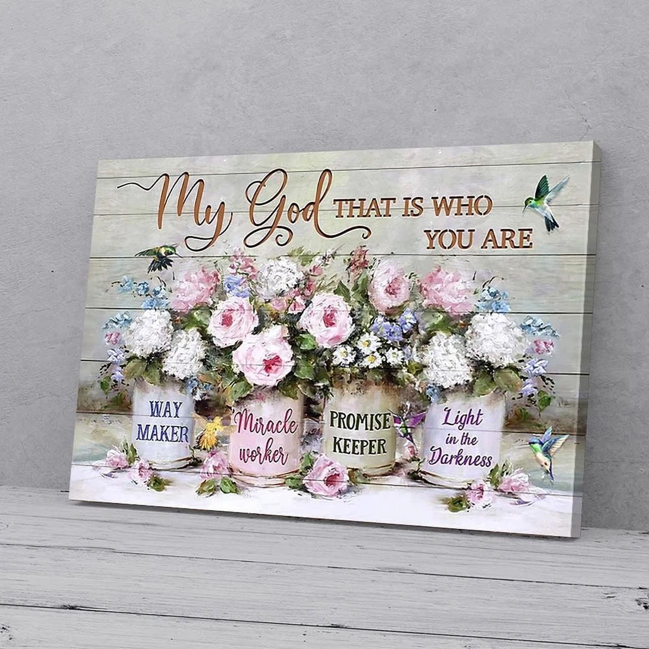 My God That Is Who You Are Flowers Hummingbird Home Decor Vintage Art ...