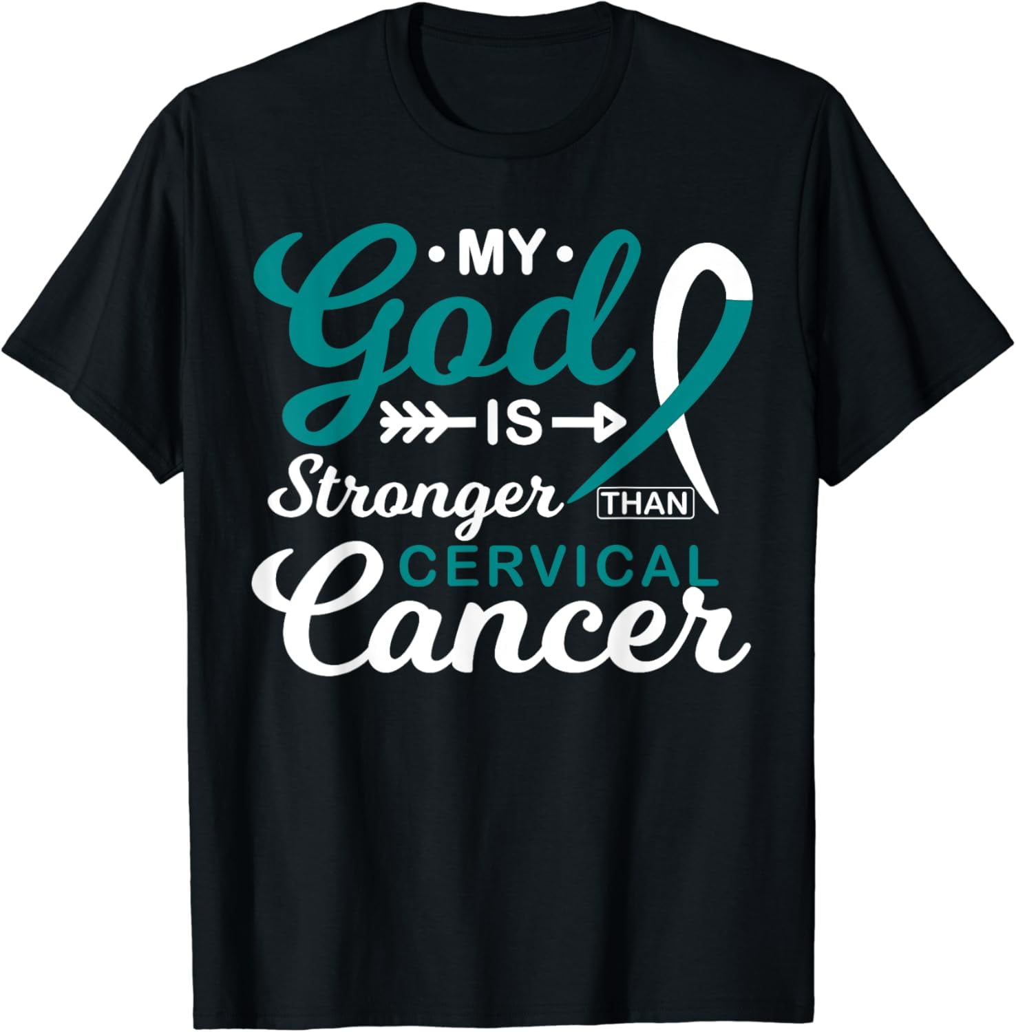 My God is Stronger Than Cervical Cancer Awareness Warrior T-Shirt ...