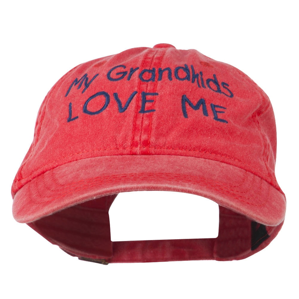 My Grandkids Love Me Embroidered Washed Cap - Red OSFM - Walmart.com