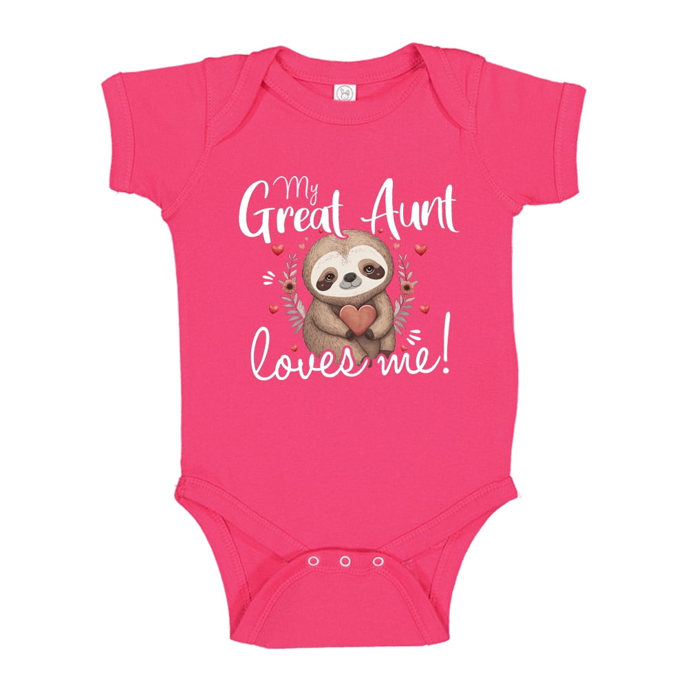 My Great Aunt Loves Me Sloth Baby Bodysuit One Piece 12 mo Cyber Pink - Walmart.com