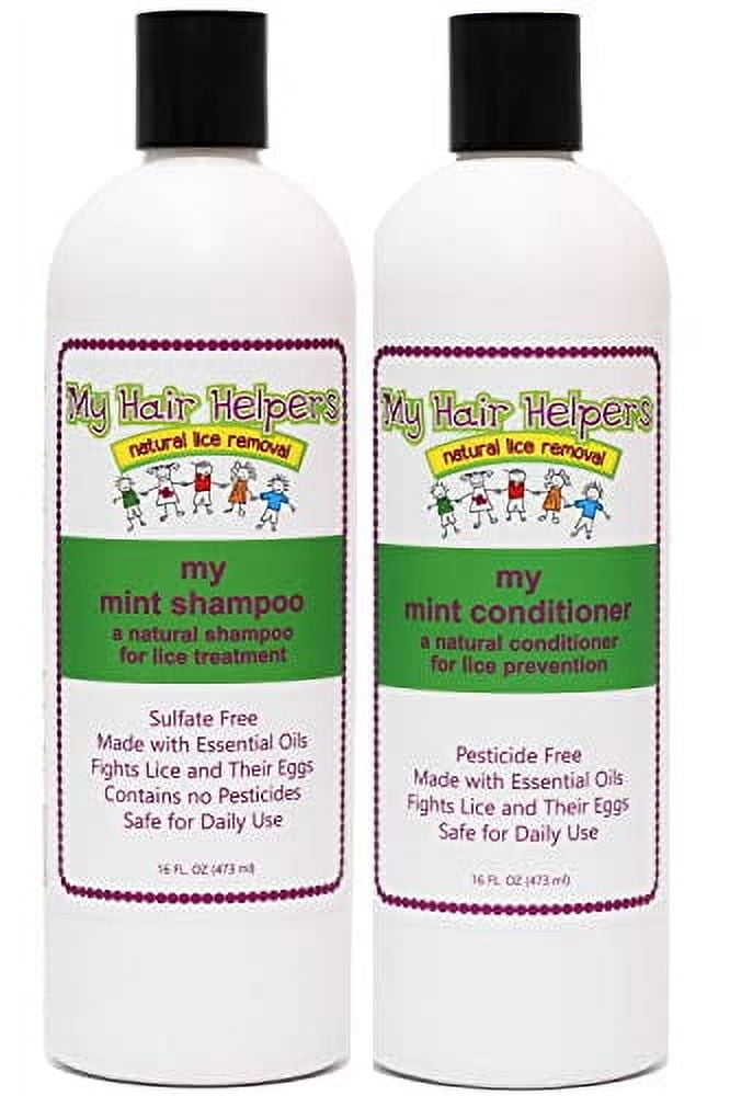 My Hair Helpers Anti Lice Shampoo & Conditioner Set for Kids, Mint ...
