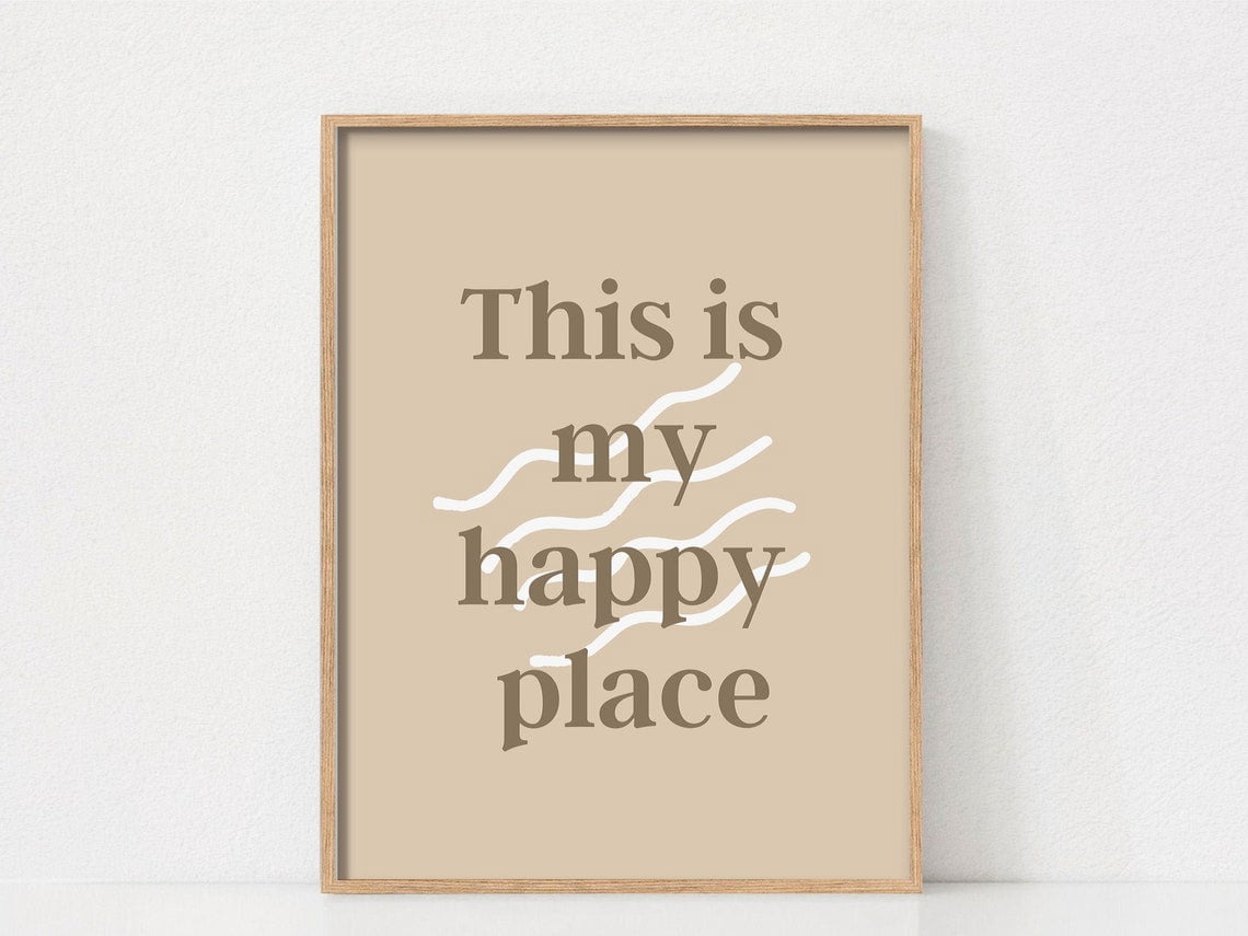 My Happy Place Poster Home Signneutral Color Wall Sign Quote Dorm Art ...