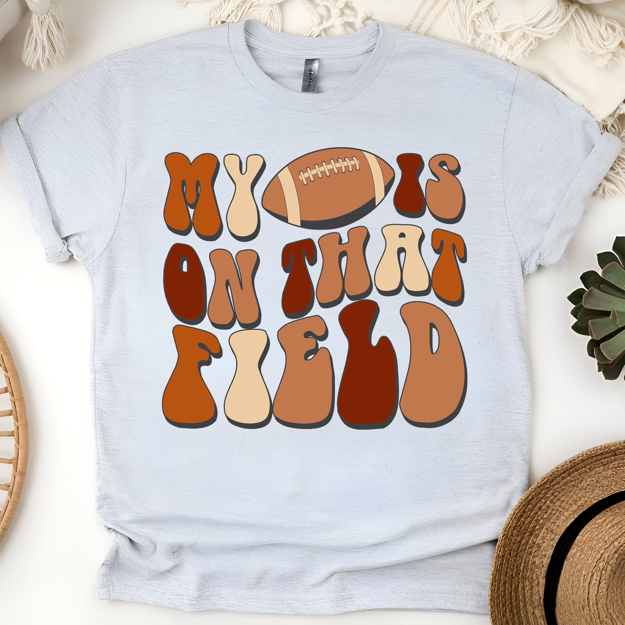 My Heart Is On That Field T-Shirt | Retro Football Game Day Tee, Ash ...