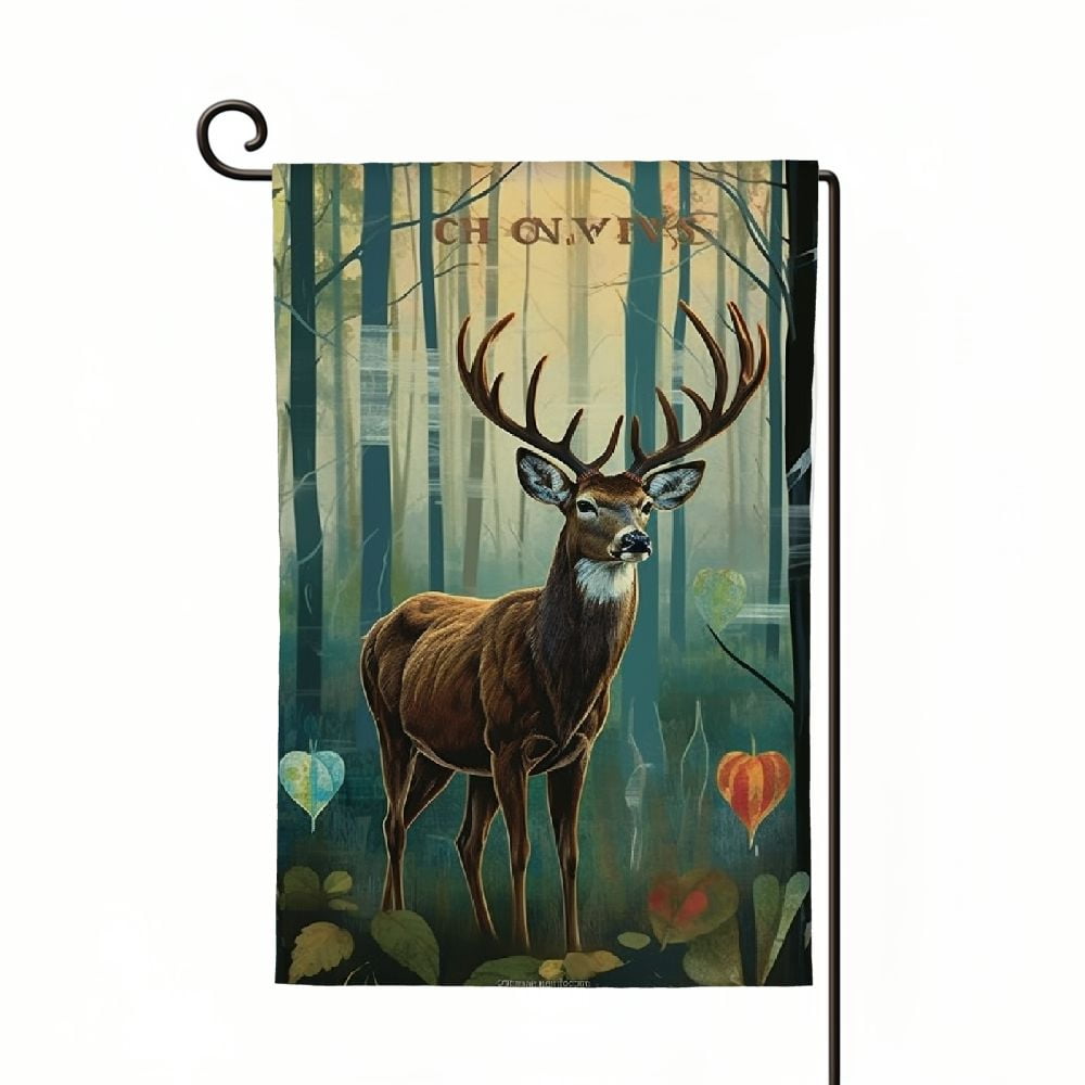 My Heart Lies in The Woods Funny Black Deer Garden Flag, Double Sided ...