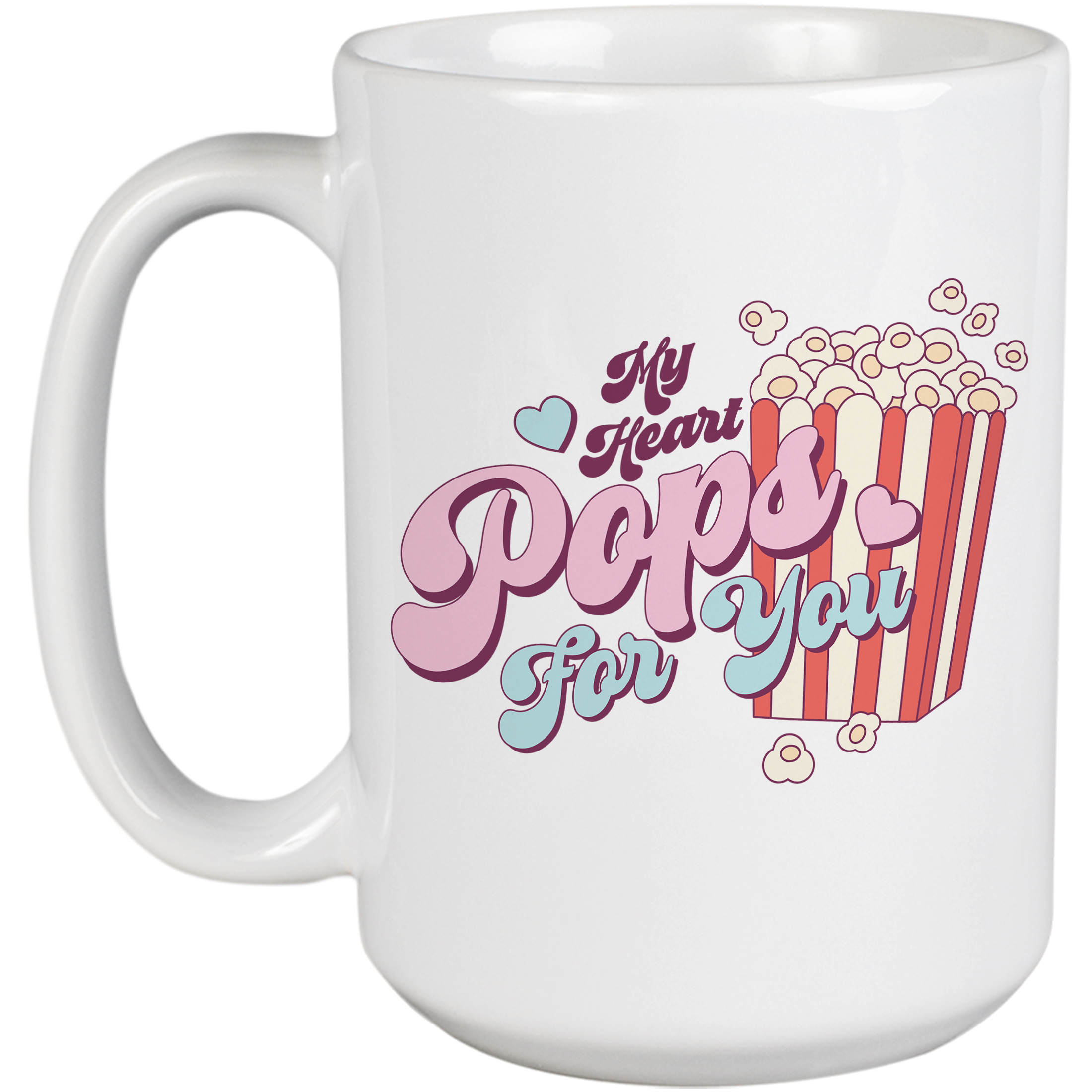 My Heart Pops for You with Retro Valentine's Day Popcorn Art Merch Gift ...