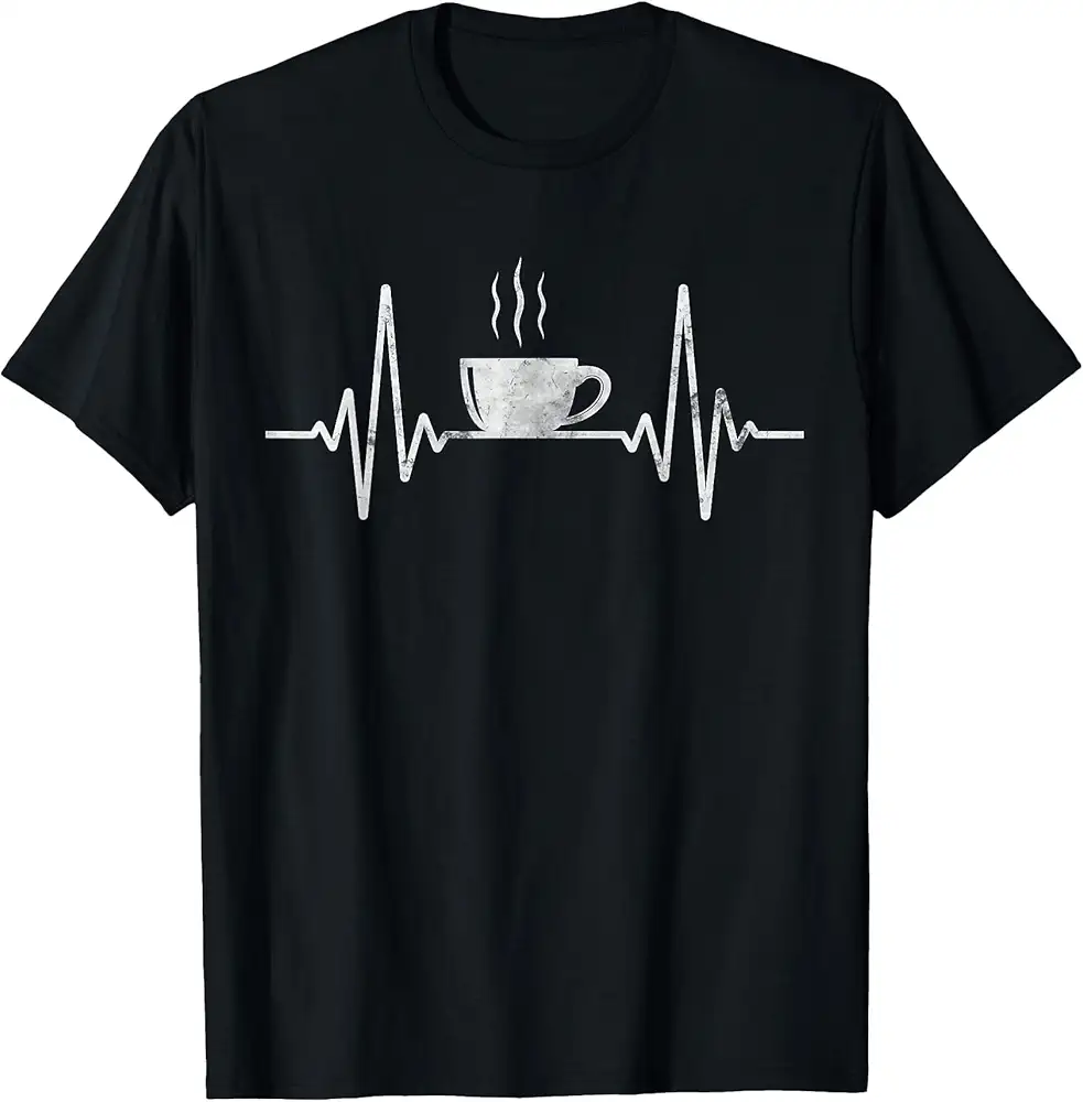 My Heartbeat Is A Coffee Cup EKG Line Funny Caffeine Fan Unisex T-Shirt ...