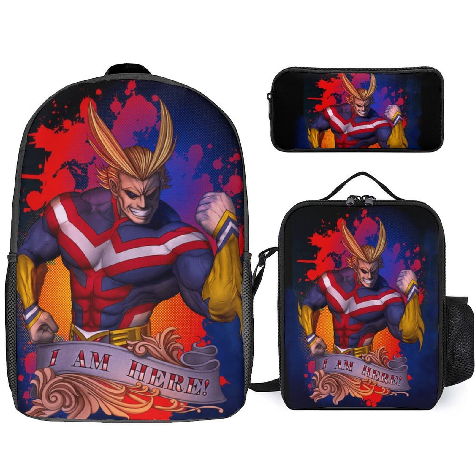 My Hero Academia All Might 3 Piece Backpack Set with Lunch Bag Pencil ...