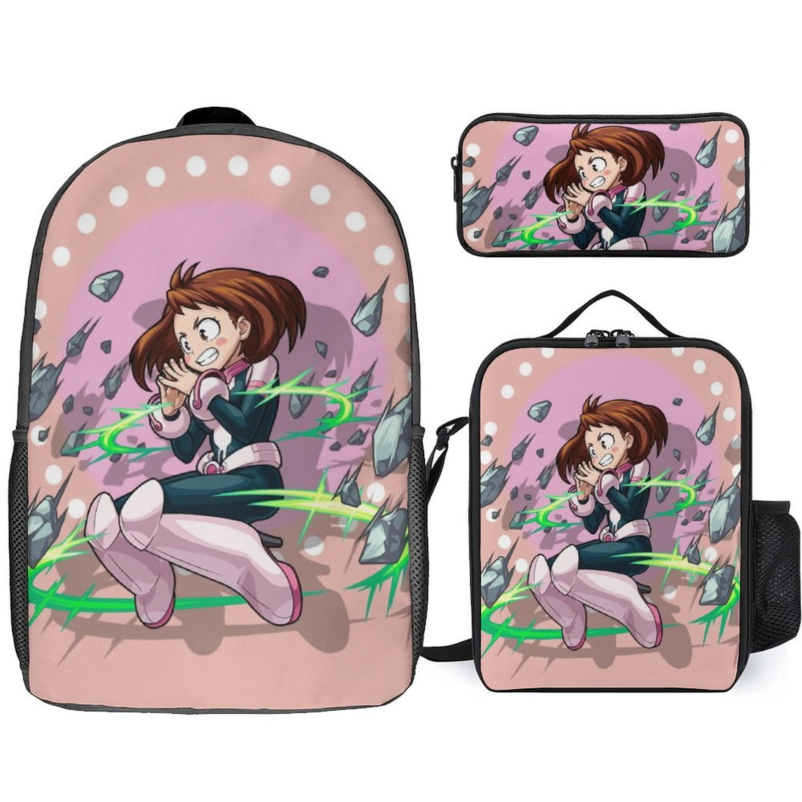 My Hero Academia Anime Print School Bag 3 Pcs Set, Backpack, Lunch Bag ...