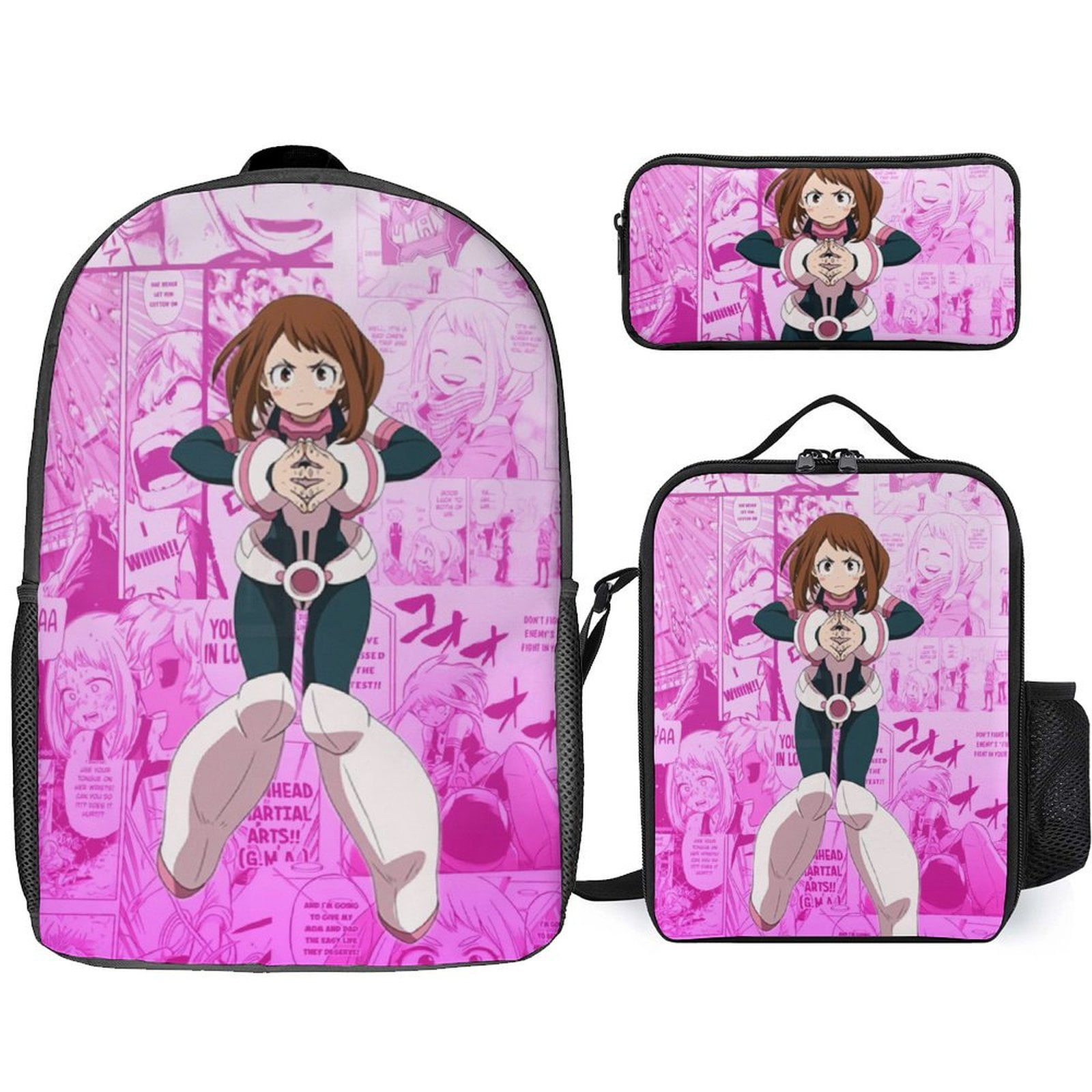 My Hero Academia Anime Print School Bag 3 Pcs Set, Backpack, Lunch Bag ...