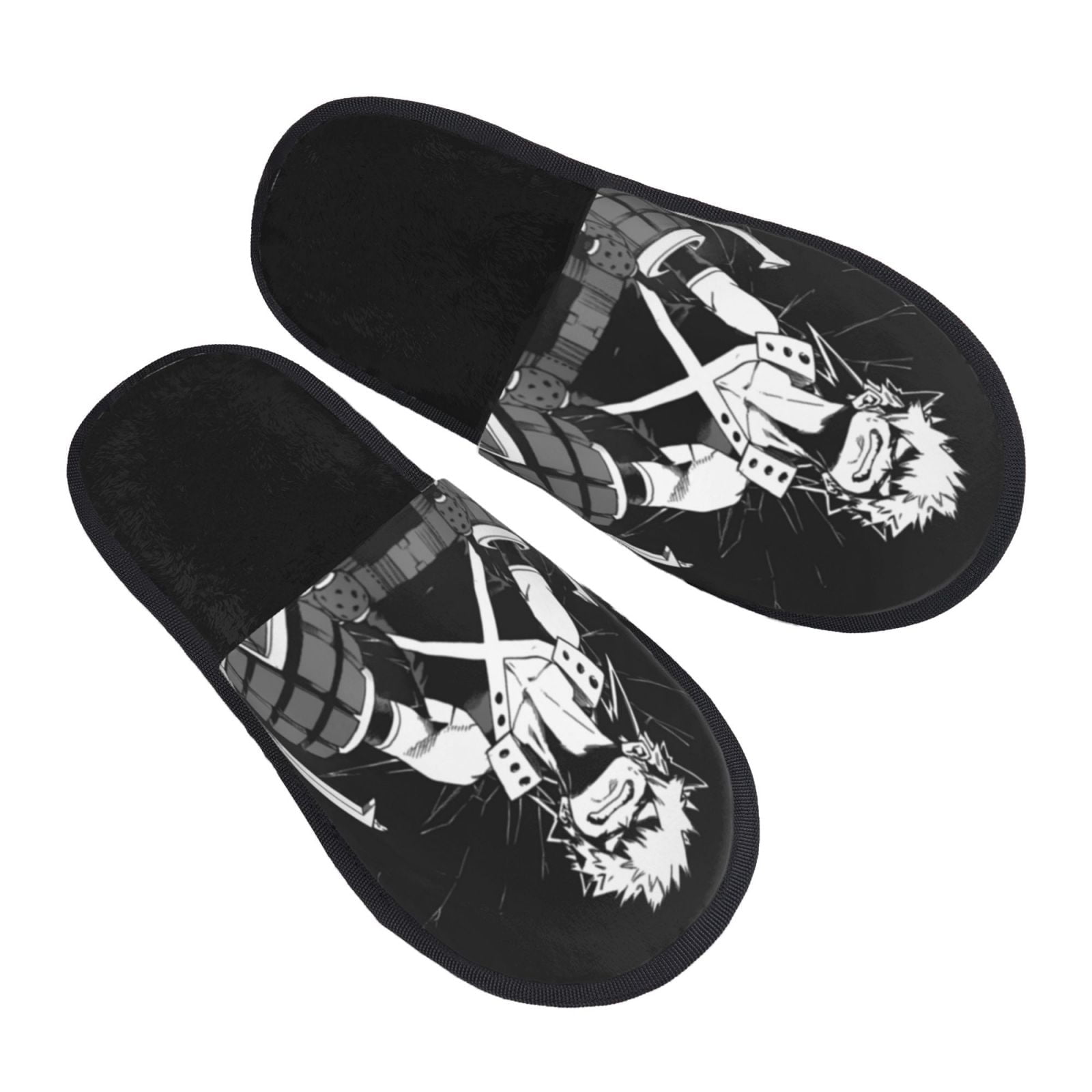 My Hero Academia Bakugo Katsuki Furry Slippers For Men Women Fuzzy ...