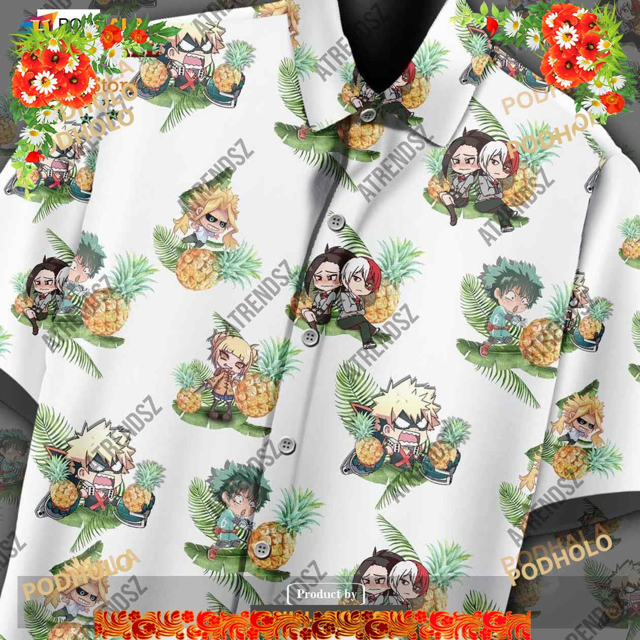 My Hero Academia Bakugo Midoriya Izuku Toga Pattern White Funny ...