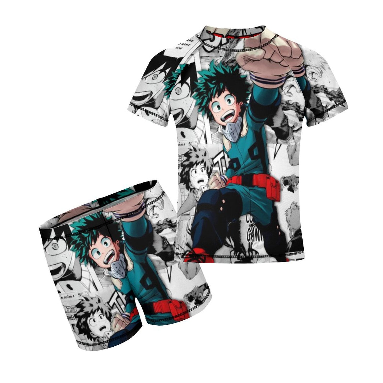 My Hero Academia Boys 2-Piece Swimsuit Set Bathing Suit Short Sleeve ...