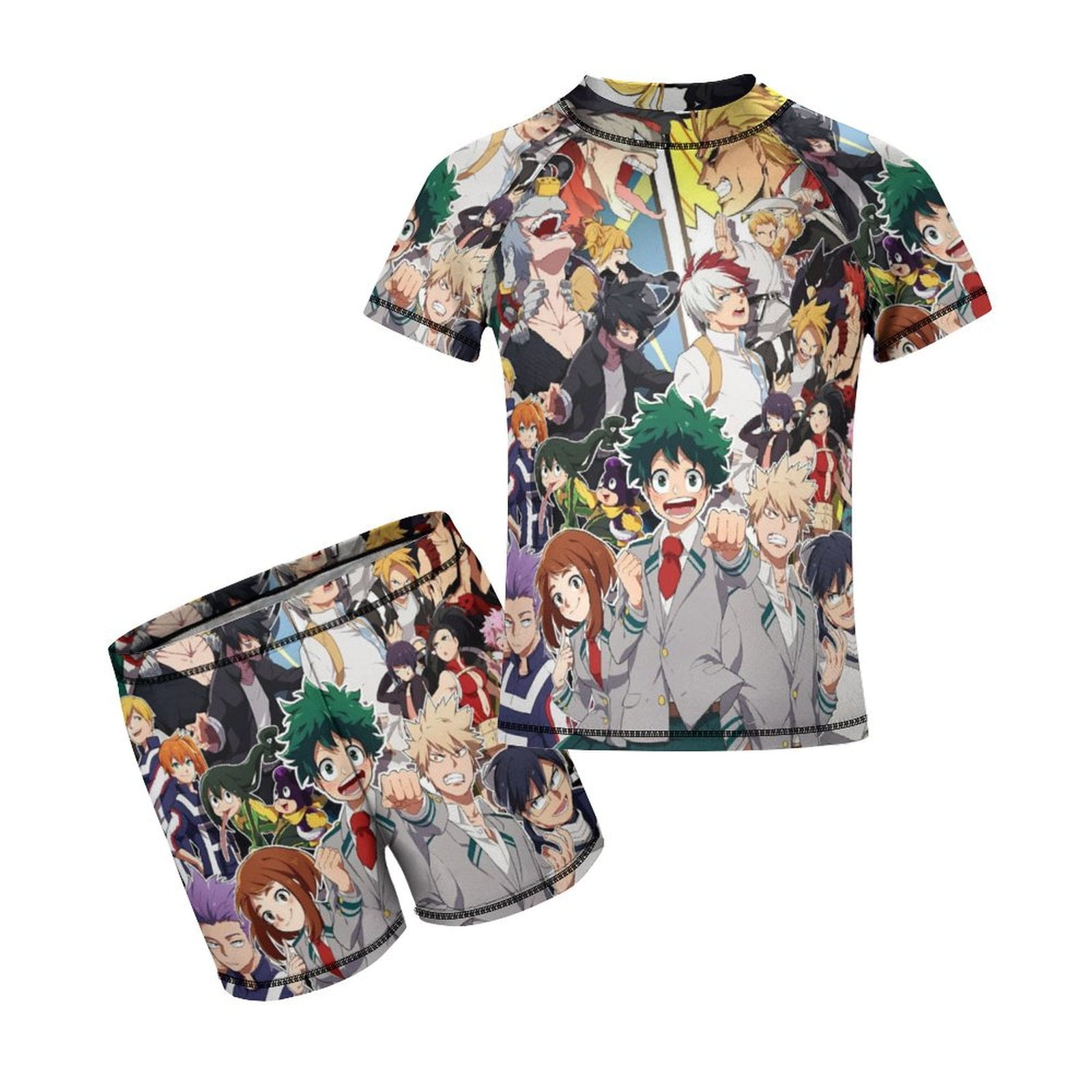 My Hero Academia Boys Rash Guard Set 2 Piece Swimsuits Short Sleeve ...