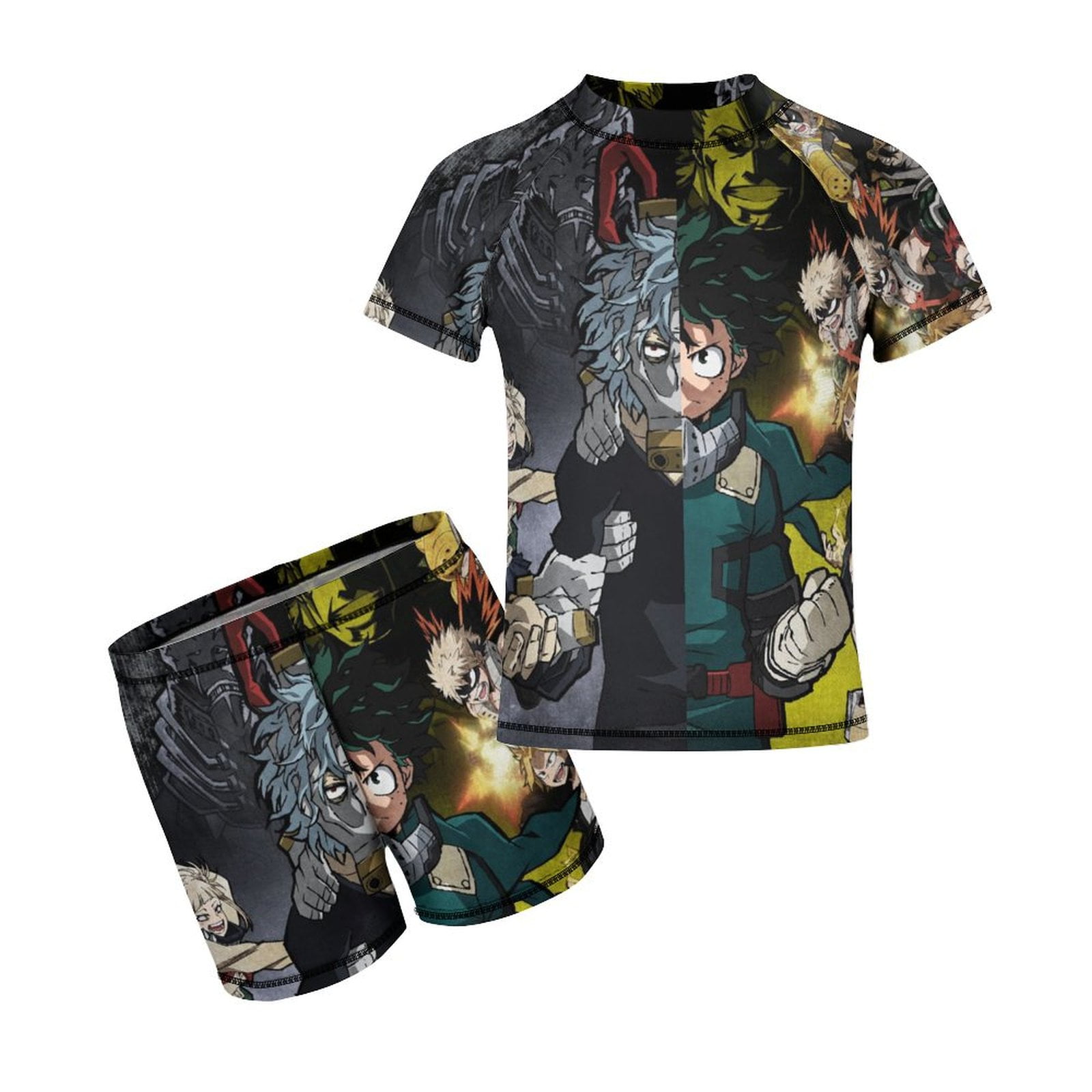 My Hero Academia Boys Rash Guard Set 2 Piece Swimsuits Short Sleeve ...
