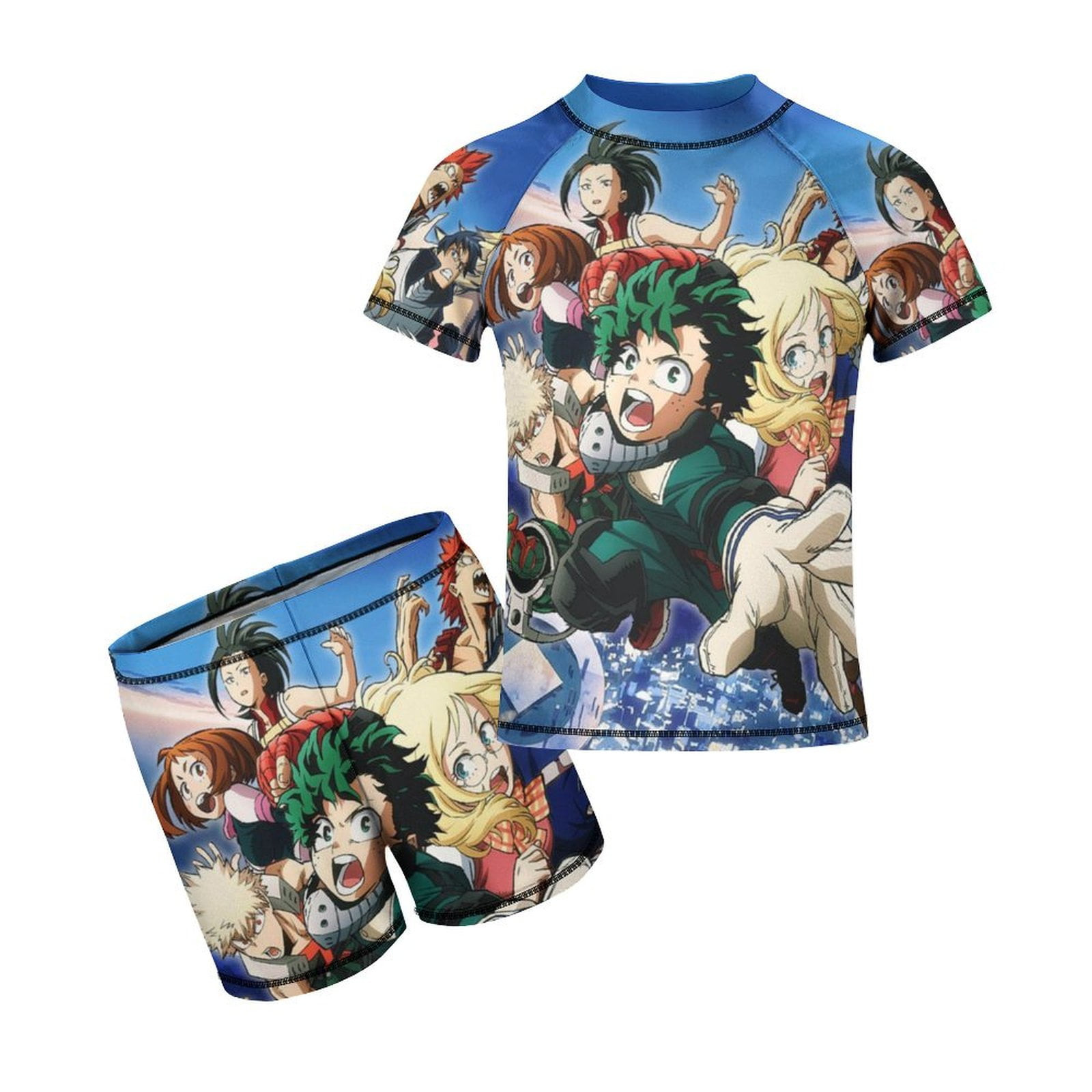 My Hero Academia Boys Rash Guard Set 2 Piece Swimsuits Short Sleeve ...