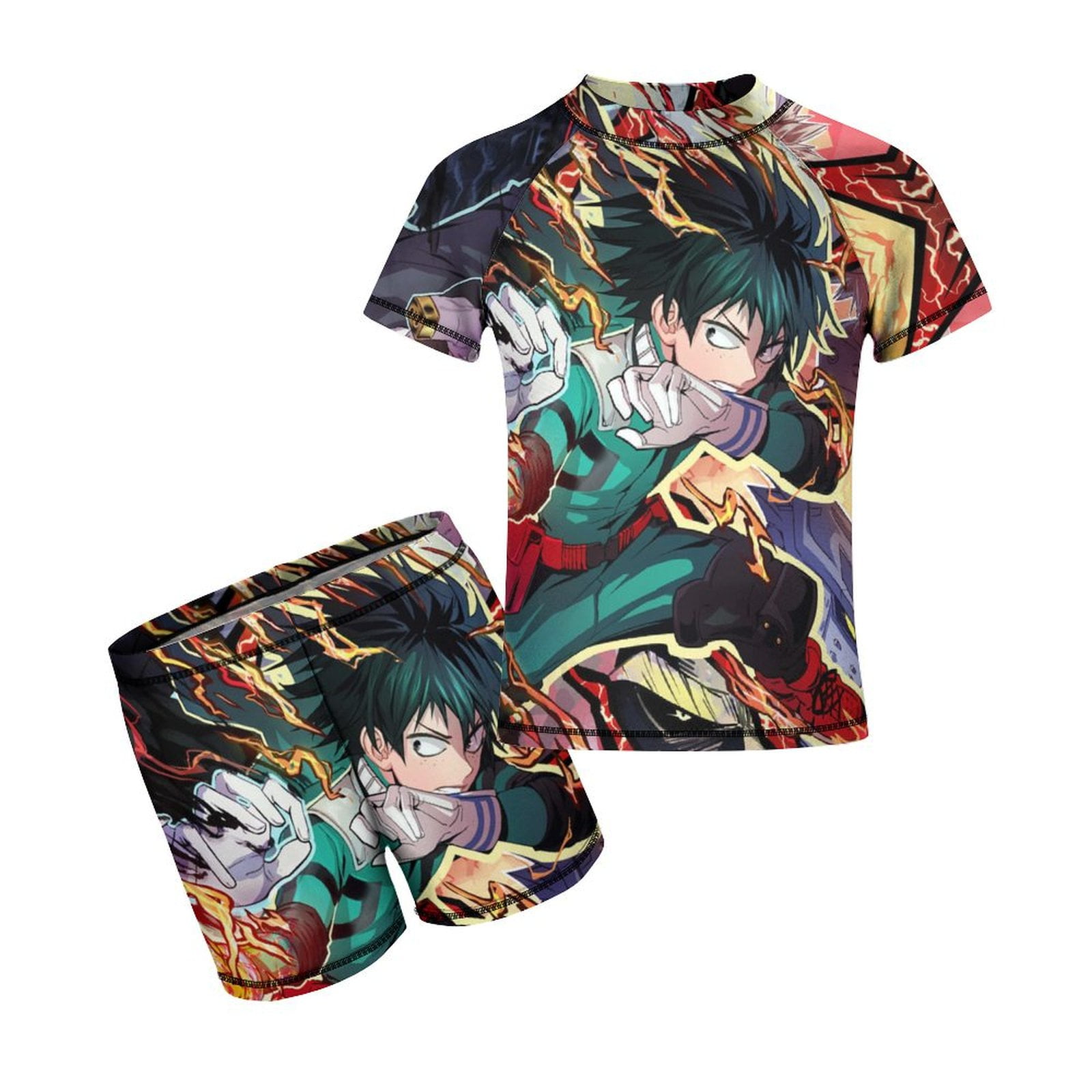 My Hero Academia Boys Rash Guard Set 2 Piece Swimsuits Short Sleeve ...