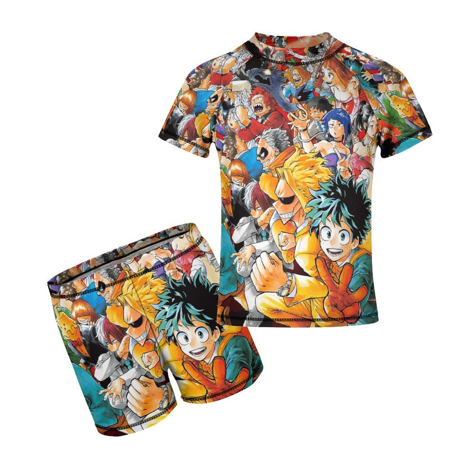 My Hero Academia Boys Rash Guard Set 2 Piece Swimsuits Short Sleeve ...
