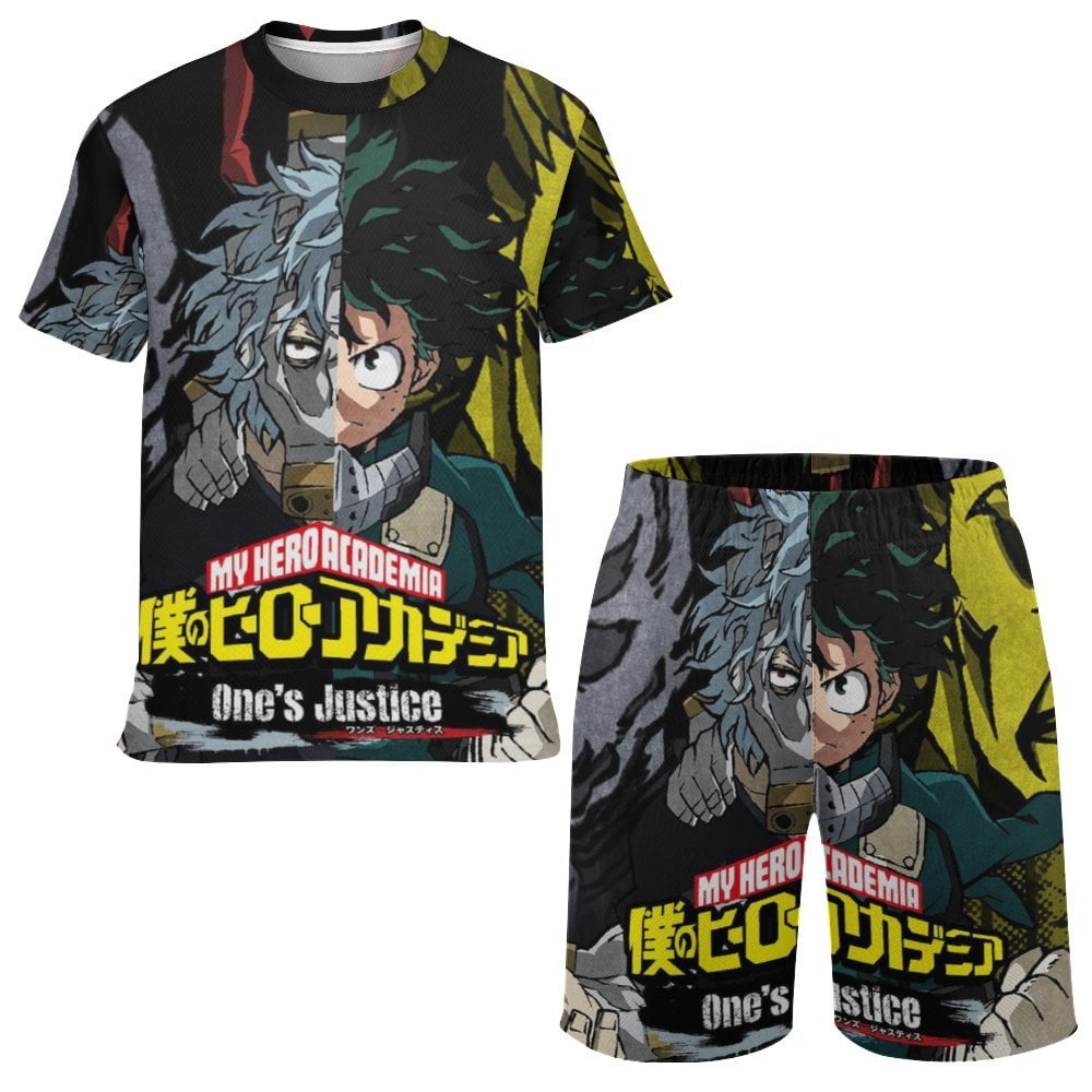 My Hero Academia Boys Short Sleeve Mesh T-Shirt And Shorts Outfit Set ...