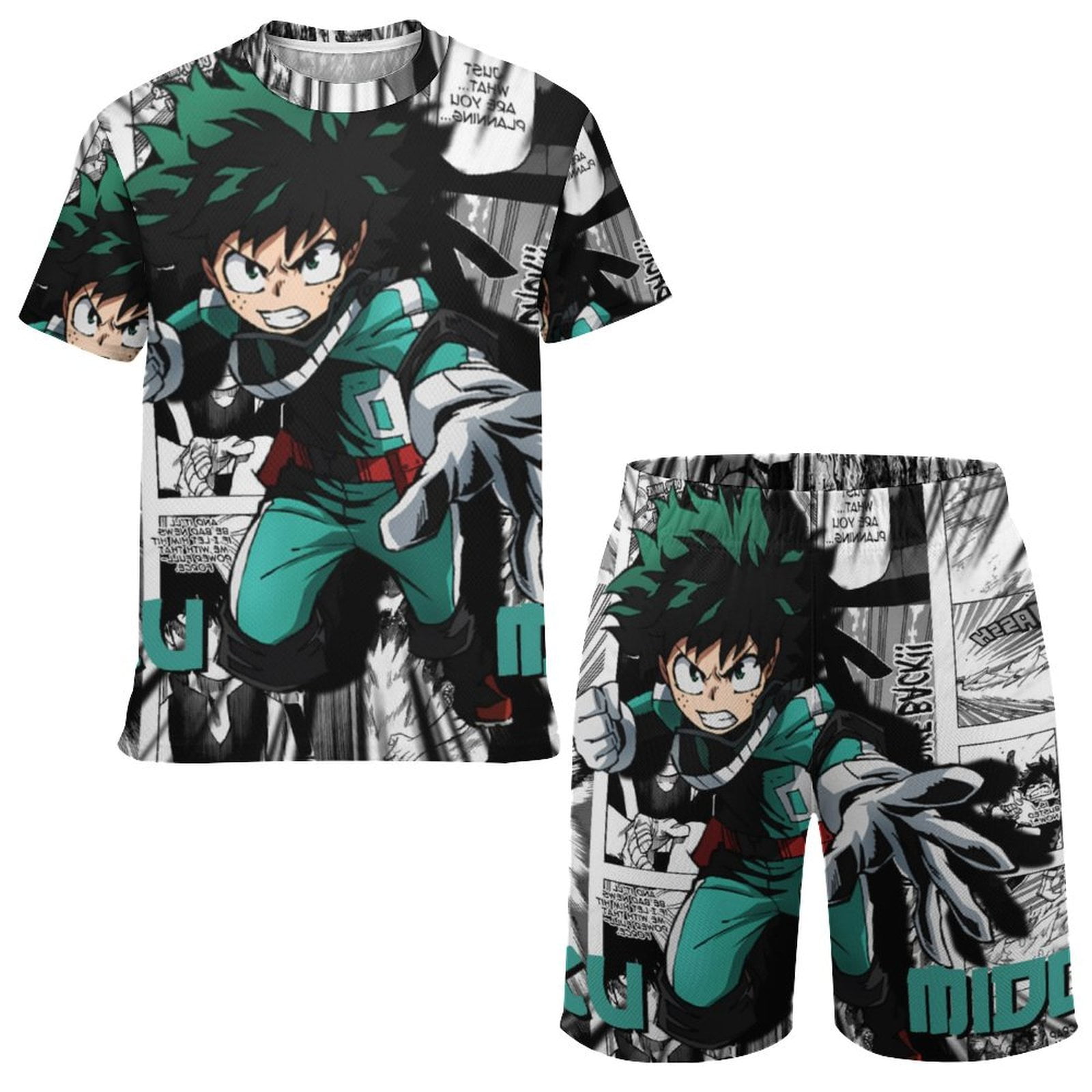 My Hero Academia Boys Short Sleeve Mesh T-Shirt And Shorts Outfit Set ...