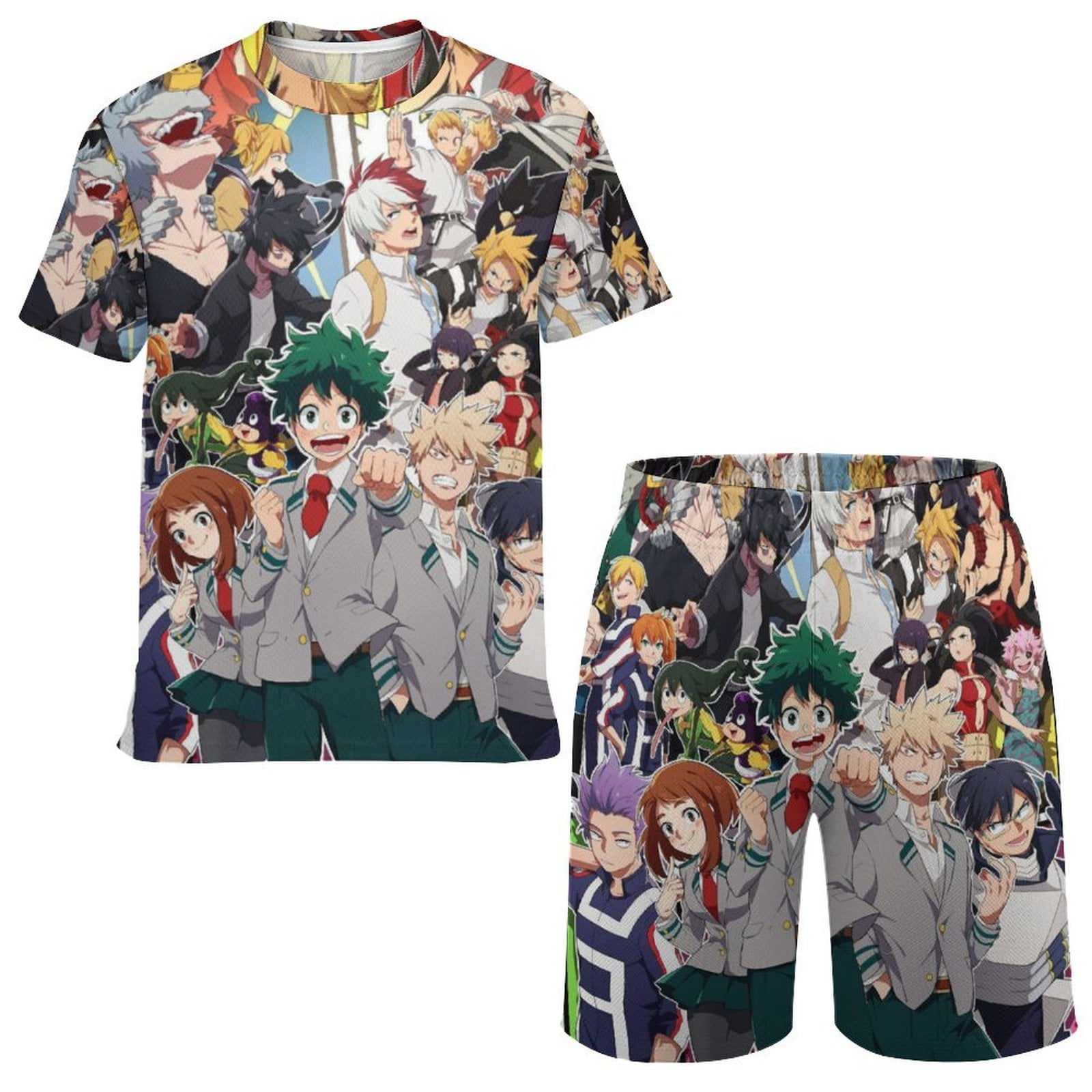 My Hero Academia Boys Short Sleeve Mesh T-Shirt And Shorts Outfit Set ...