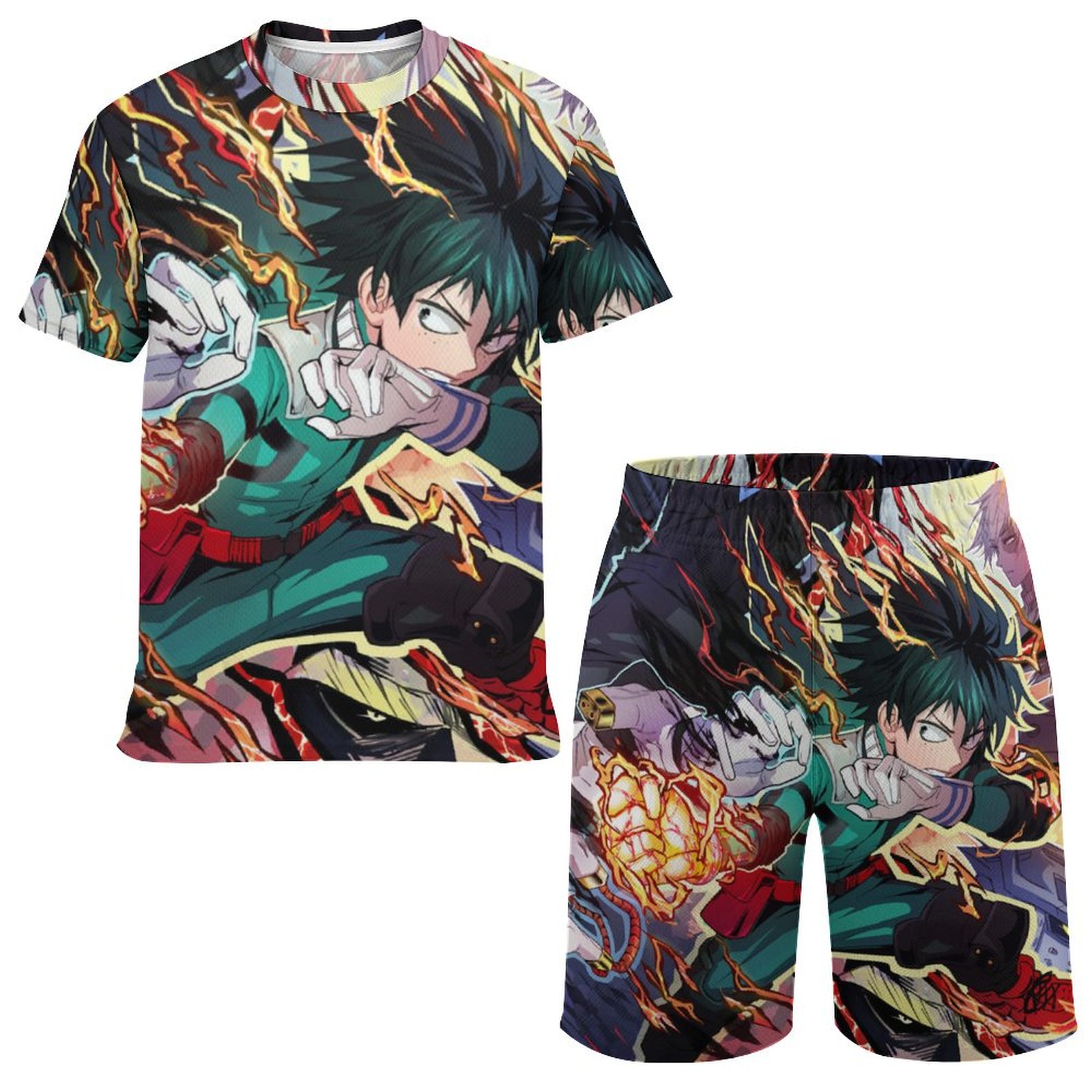 My Hero Academia Boys Short Sleeve Mesh T-Shirt And Shorts Outfit Set ...