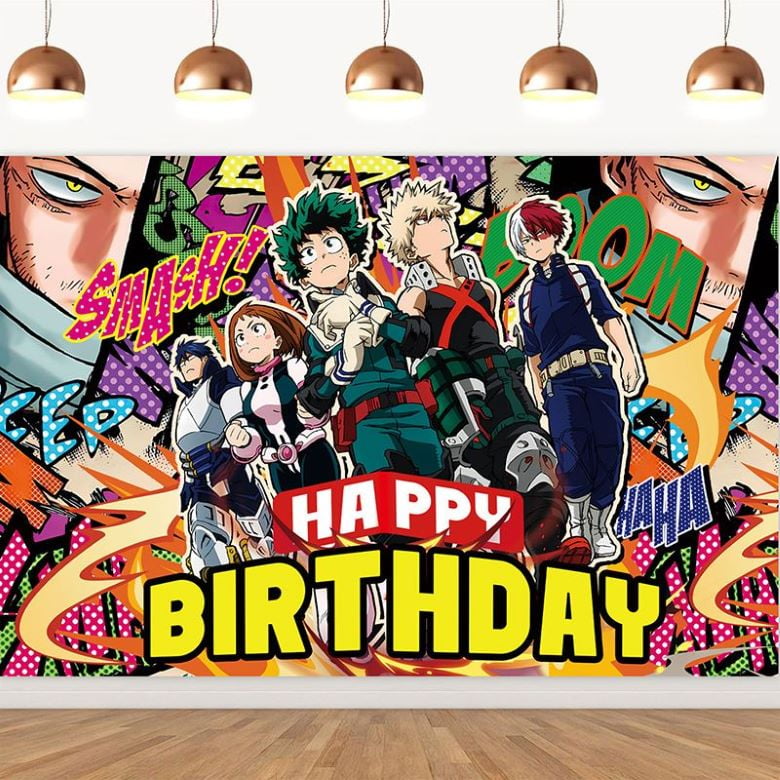 My Hero Academia Cartoon Theme Birthday Flag Background Banner Children ...