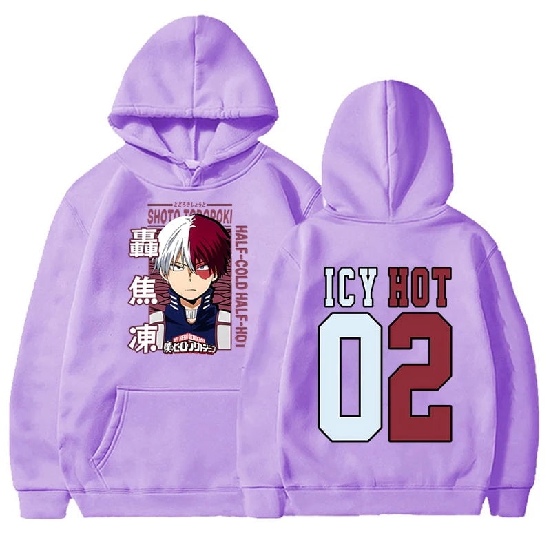 My Hero Academia Todoroki Shoto Print Hoodie Set (Purple, 4XL ...