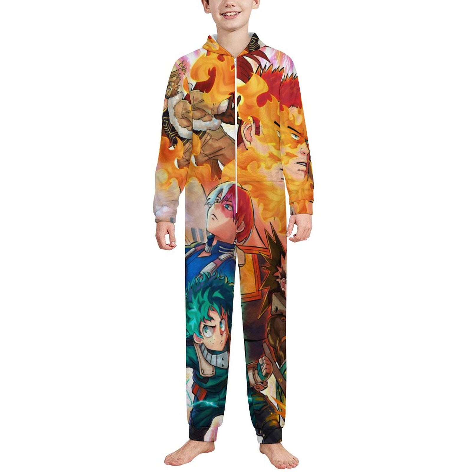My Hero Academia Fleece Pajama One Piece Sleepwear Jumpsuits for Daily ...