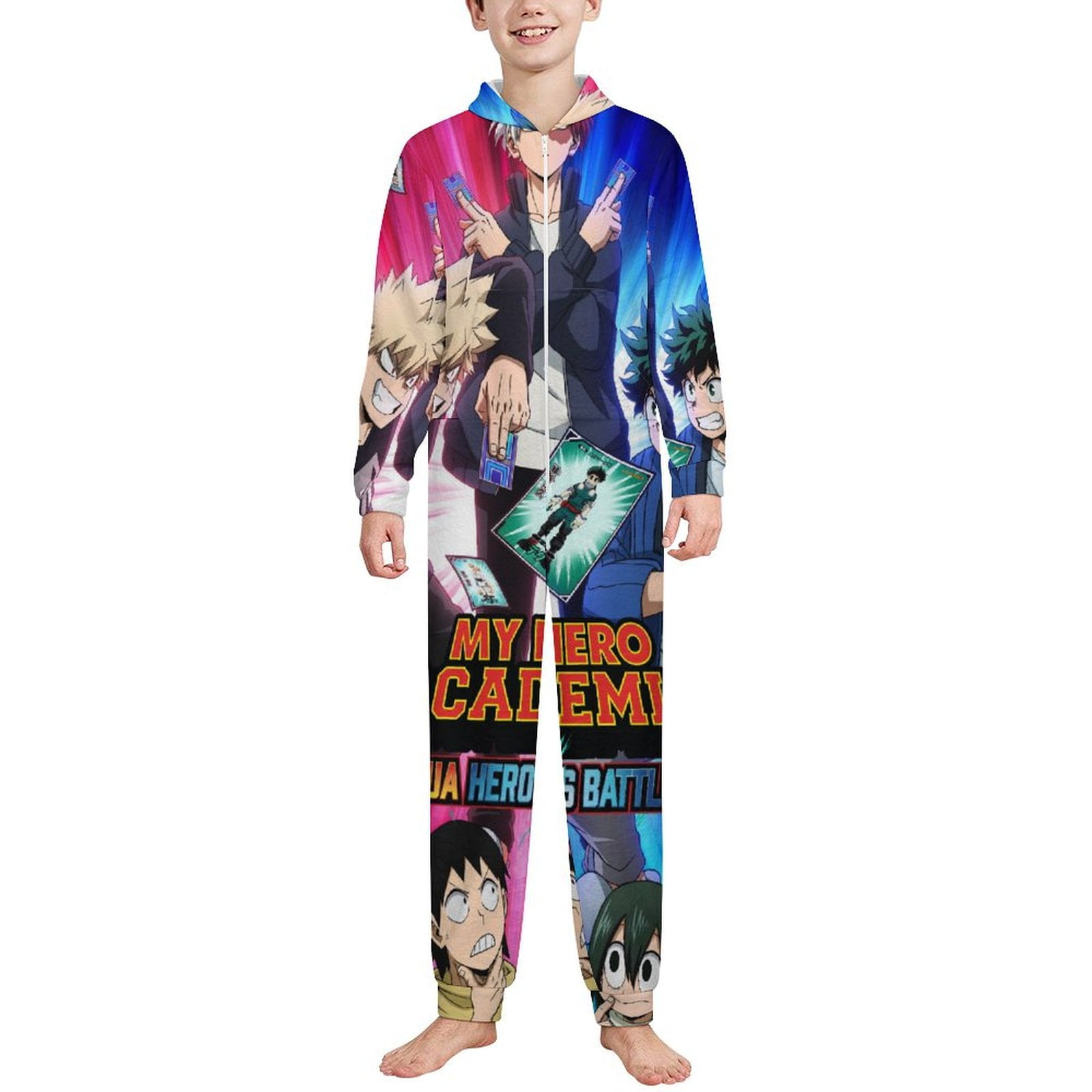 My Hero Academia Fleece Pajama One Piece Sleepwear Jumpsuits for Daily ...