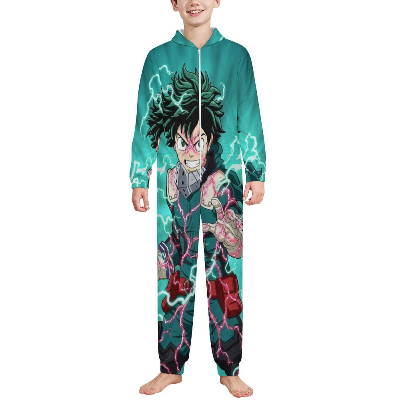 My Hero Academia Fleece Pajama One Piece Sleepwear Jumpsuits for Daily ...